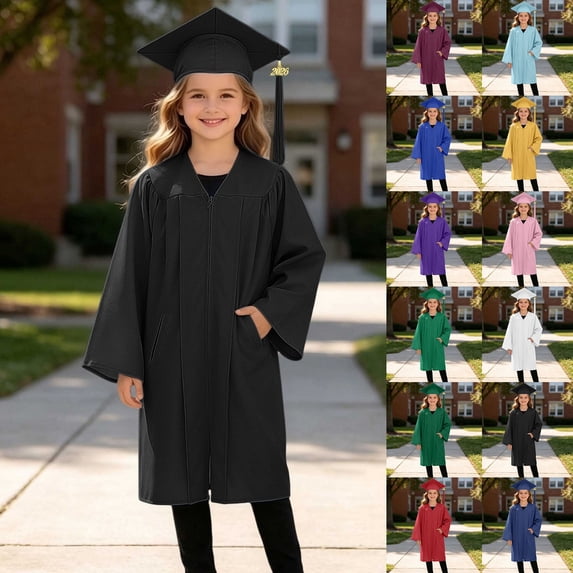 Girls Spring Outfits Graduation Gown and Cap with Pockets Twill ...