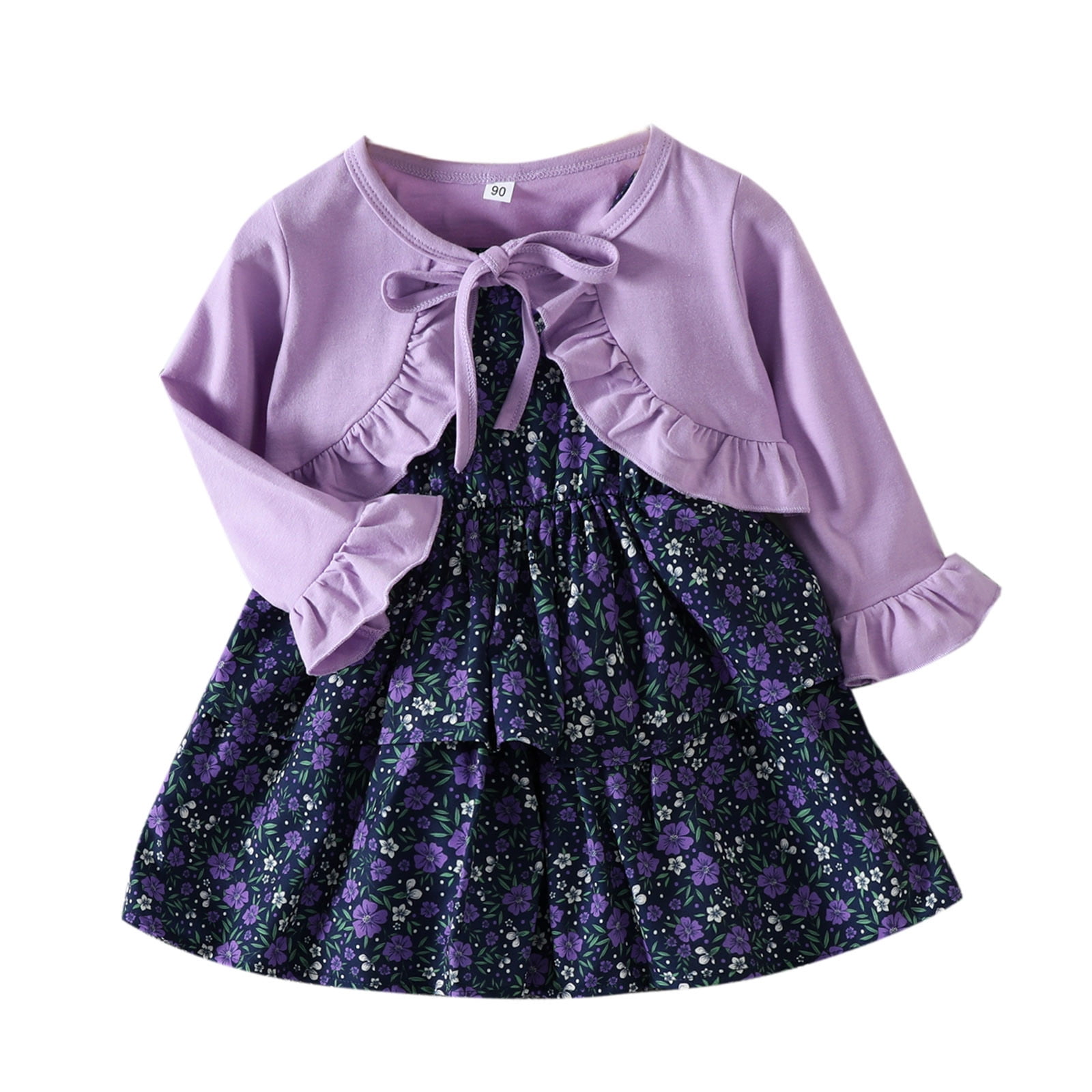 Girls Spring Summer Dresses Flutter Sleeve Toddler Sleeveless Floral ...