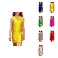 Girls Square Grid Sequin Print Sleeveless Tank Dress, Round Neck Short ...