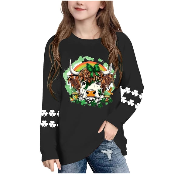 Girls St. Patrick's Day Long Sleeve Shirt Kids Festive Graphic Tee with ...