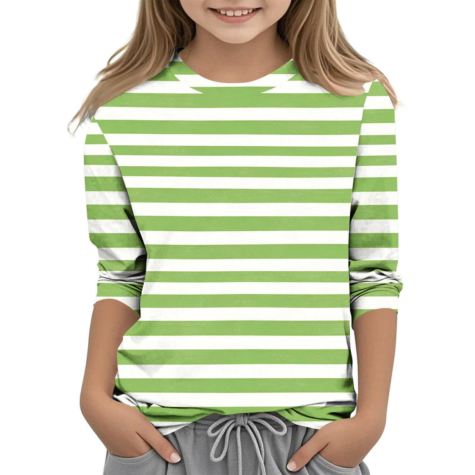 Girls St. Patrick's Day Shirts 3/4 Sleeve Crew Neck Print Pullover Tops ...