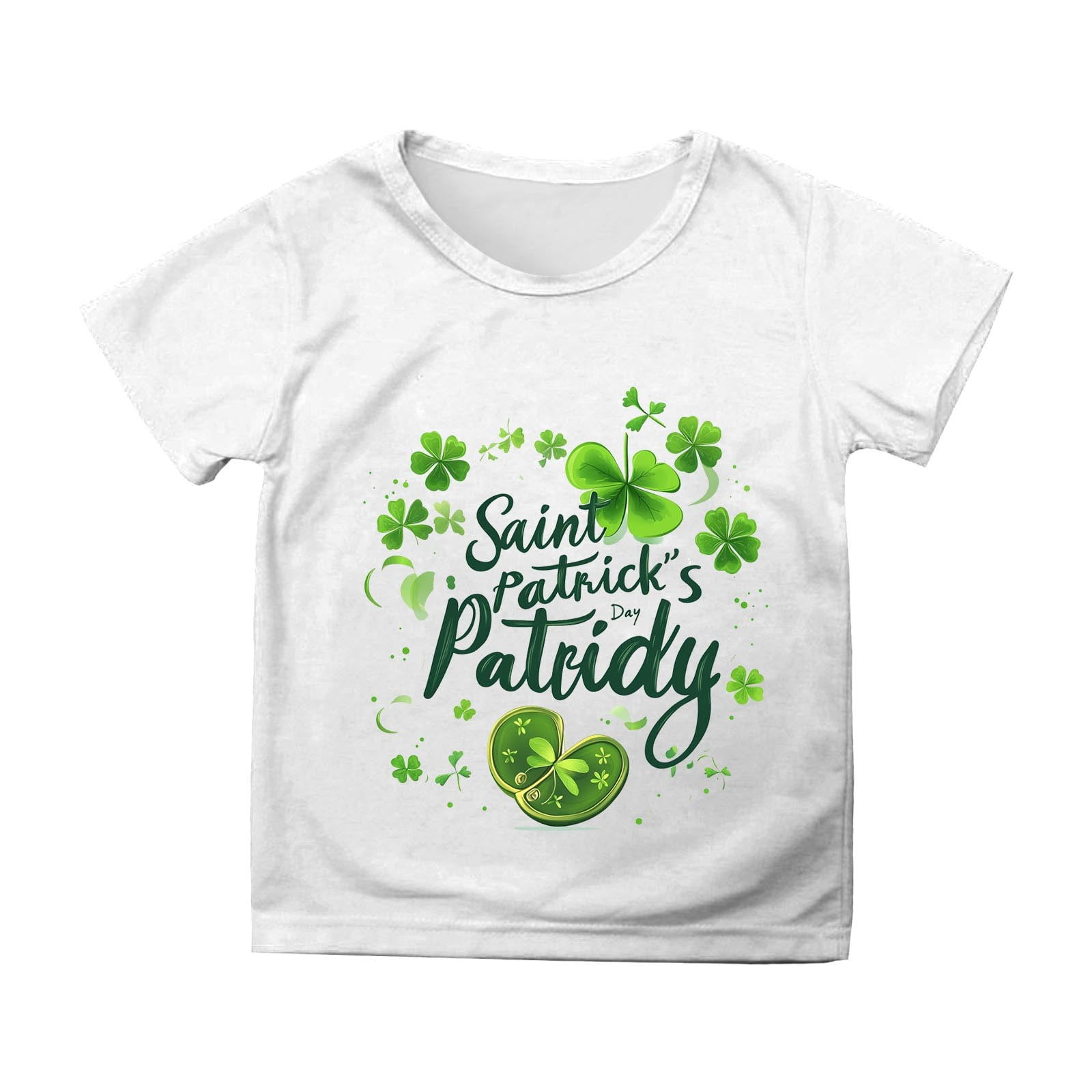 Girls St Patricks Day Shirt Funny Clover Print Short Sleeve T-Shirt ...