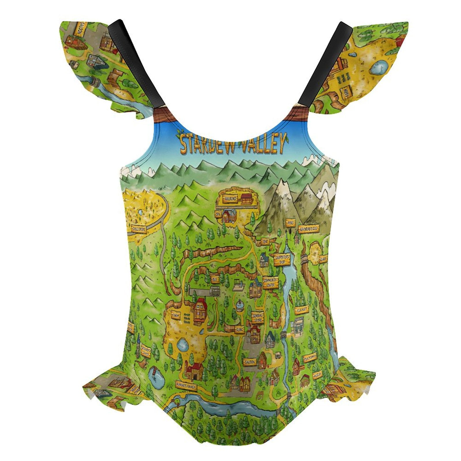 Girls Stardew Valley One Piece Swimsuits Flutter Sleeve Bathing Suit ...