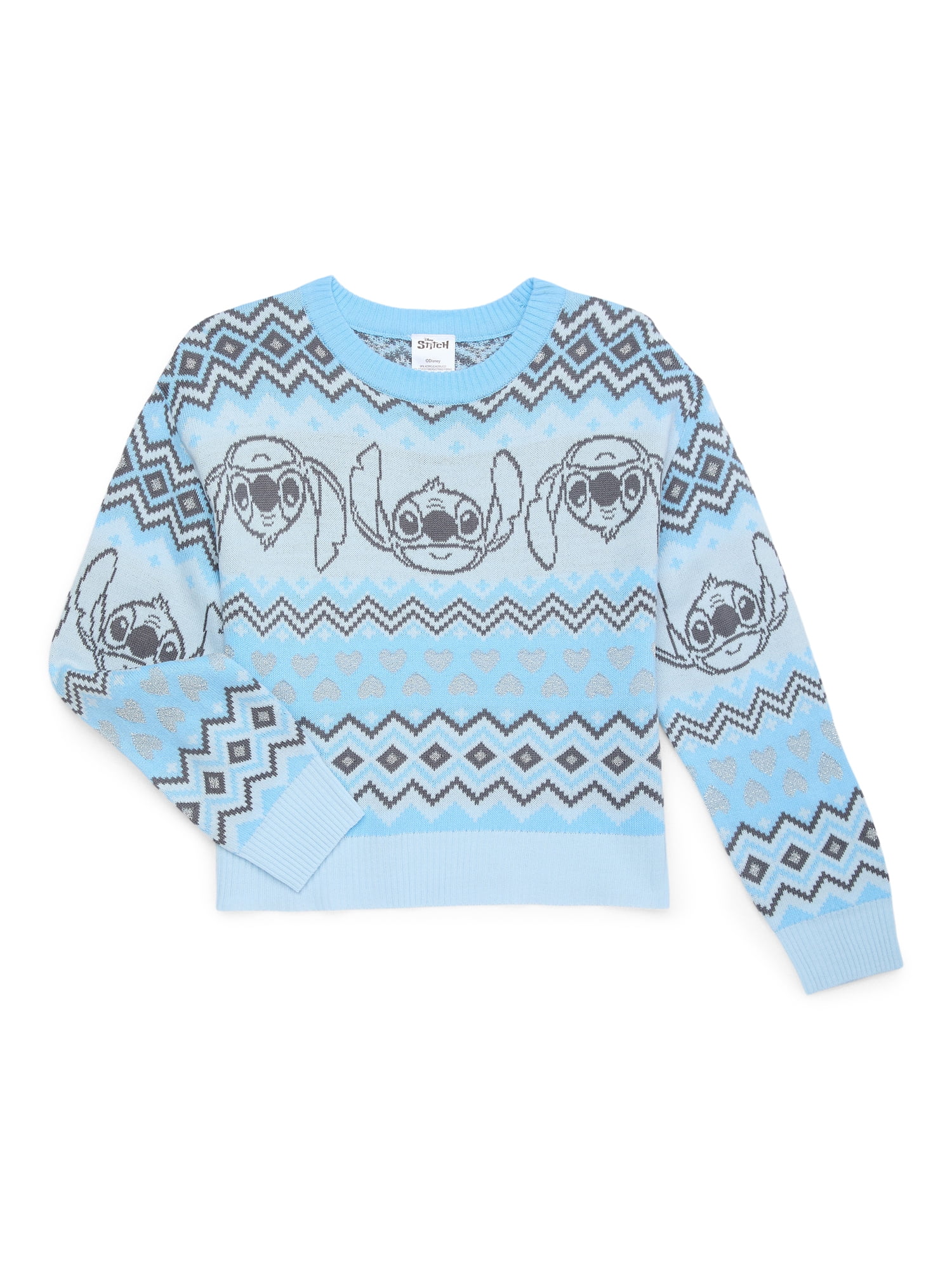 Lilo & Stitch Girls Cozy Knit Sweater Sizes 4-16 Disney Stitch Holiday ...