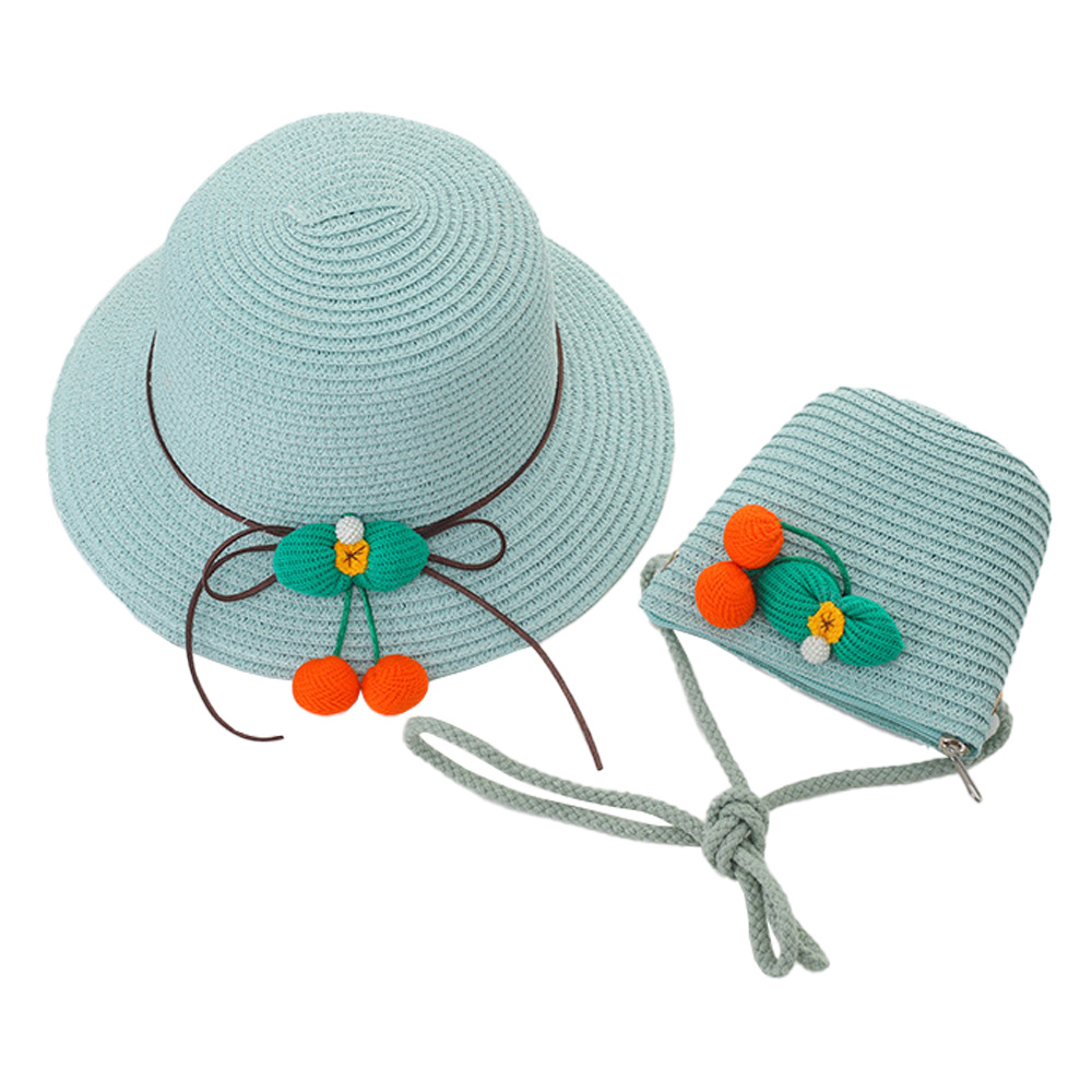 Girls Straw Hat and Purse Set Girl Tea Party Hats Purses Dress Up Caps ...