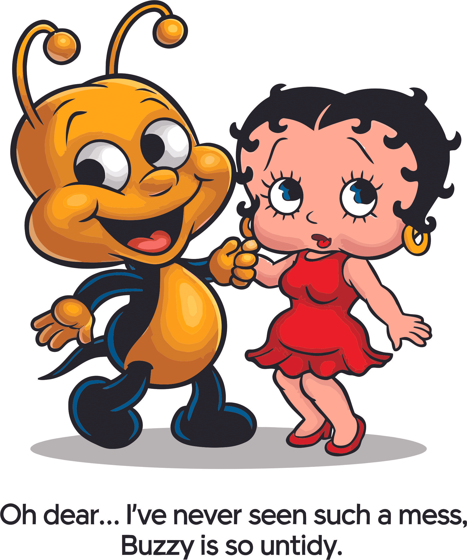 Girls Such a Mess Buzzy is so Untidy Adorable Cartoon Wall Decal ...