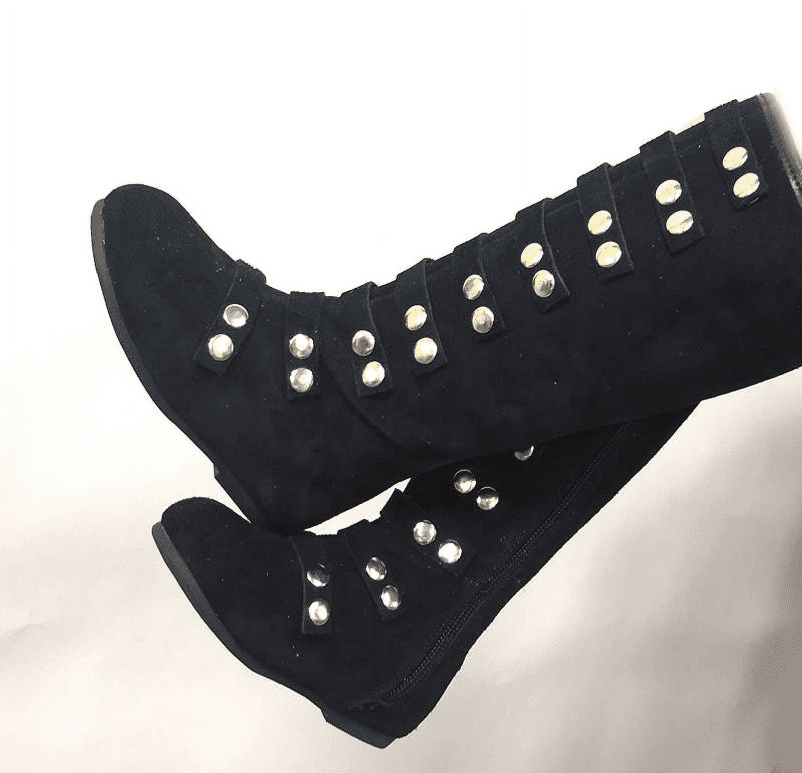 Girls Suede Toy Soldier Nutcracker Tall Black Knee High Boots with ...