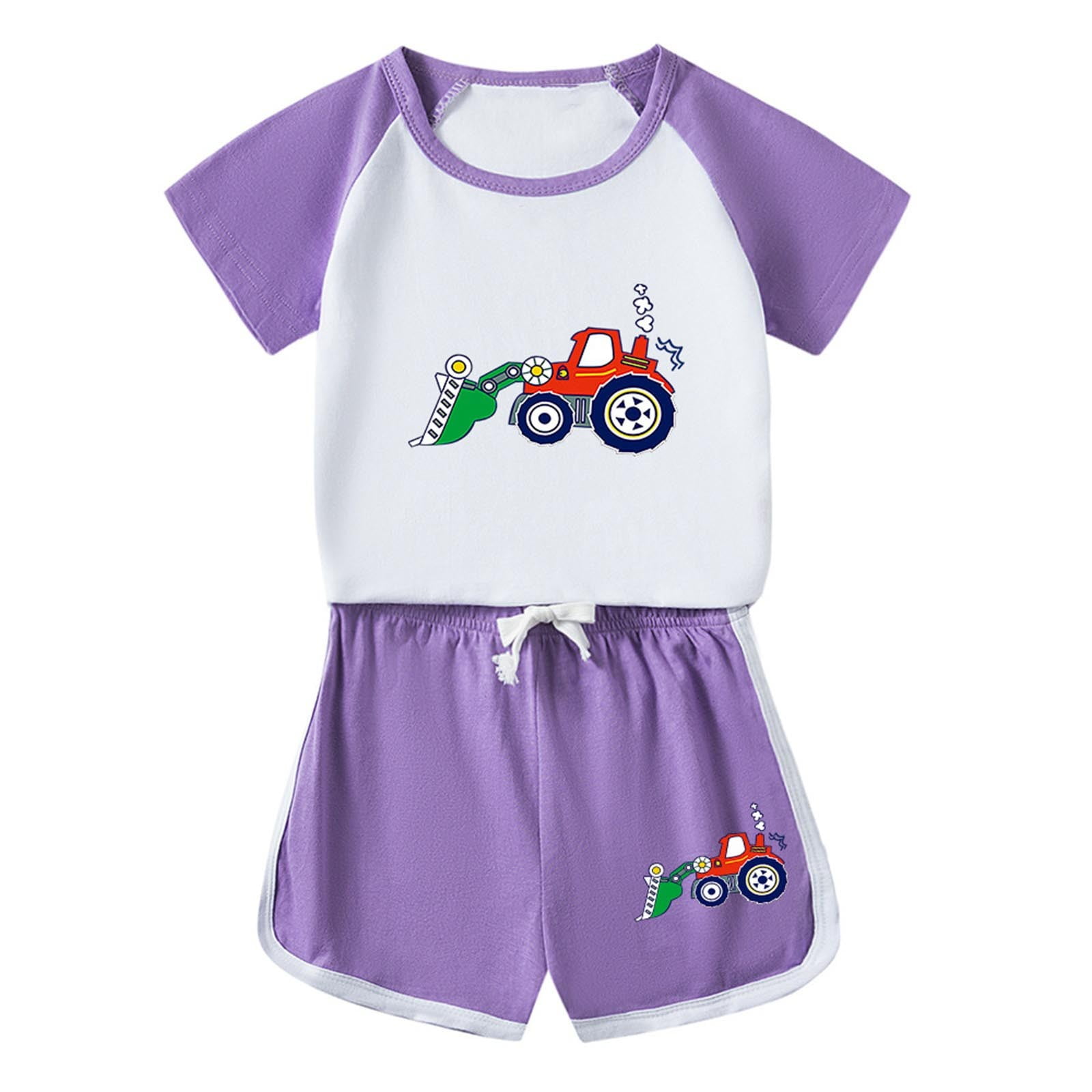 Girls Summer 2 Piece Outfit Sets Cute Raglan Graphic T-Shirts Shorts ...