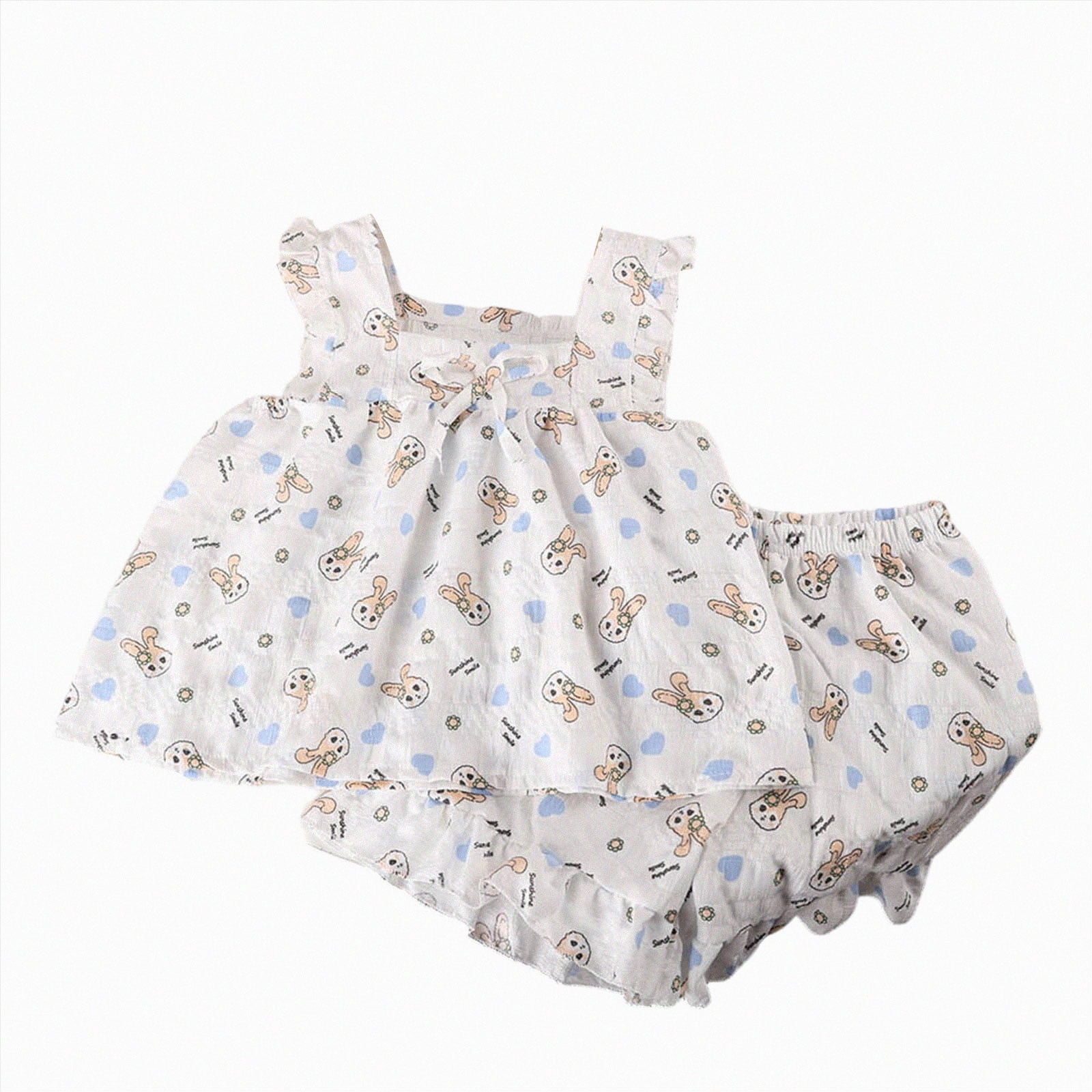 Girls Summer 2 Piece Sling Outfits Ditsy Floral Print Thin Breathable ...