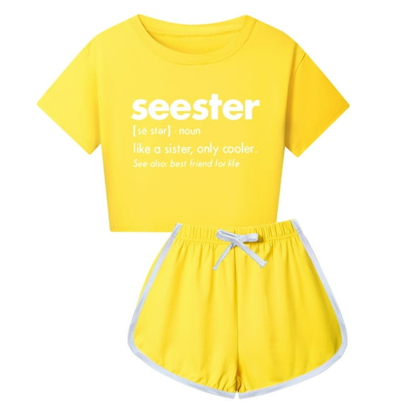 Girls Summer Casual Outfit Set Soft Short Sleeve Blouse and Shorts Two ...