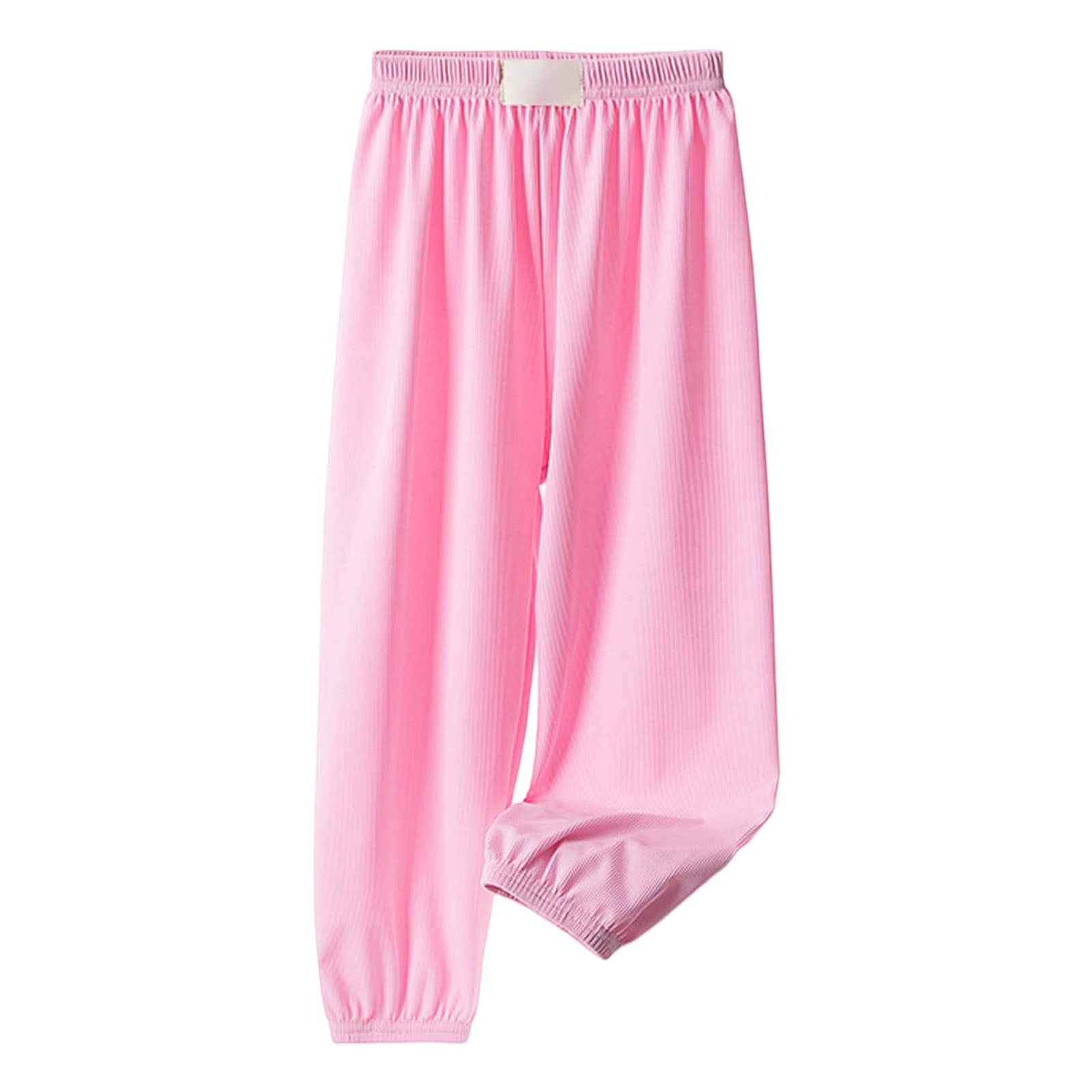 Girls Summer Casual Trousers High Waisted Elastic Ice Silk Flowy ...