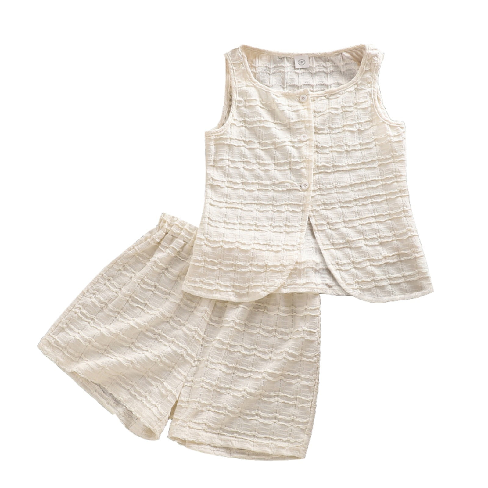 Girls' Summer Comfy Sleeveless Tank Top & Elastic-Waisted Shorts - Pure ...