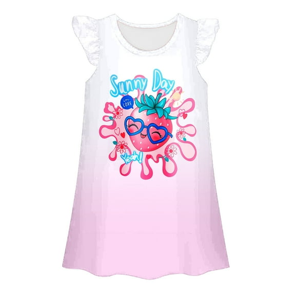 Girls Summer Dress Casual Round Neck Sleeveless Loose Home Wear Play ...