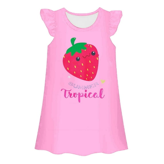 Girls Summer Dress Casual Round Neck Sleeveless Loose Home Wear Play ...