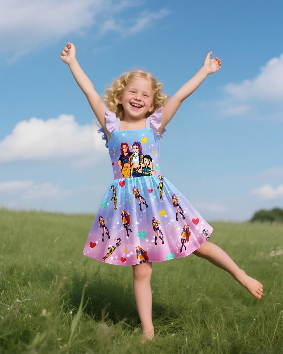 Girls Summer Dress Pop Singer Pop Stars Demon Hunters Costumes for Kids ...