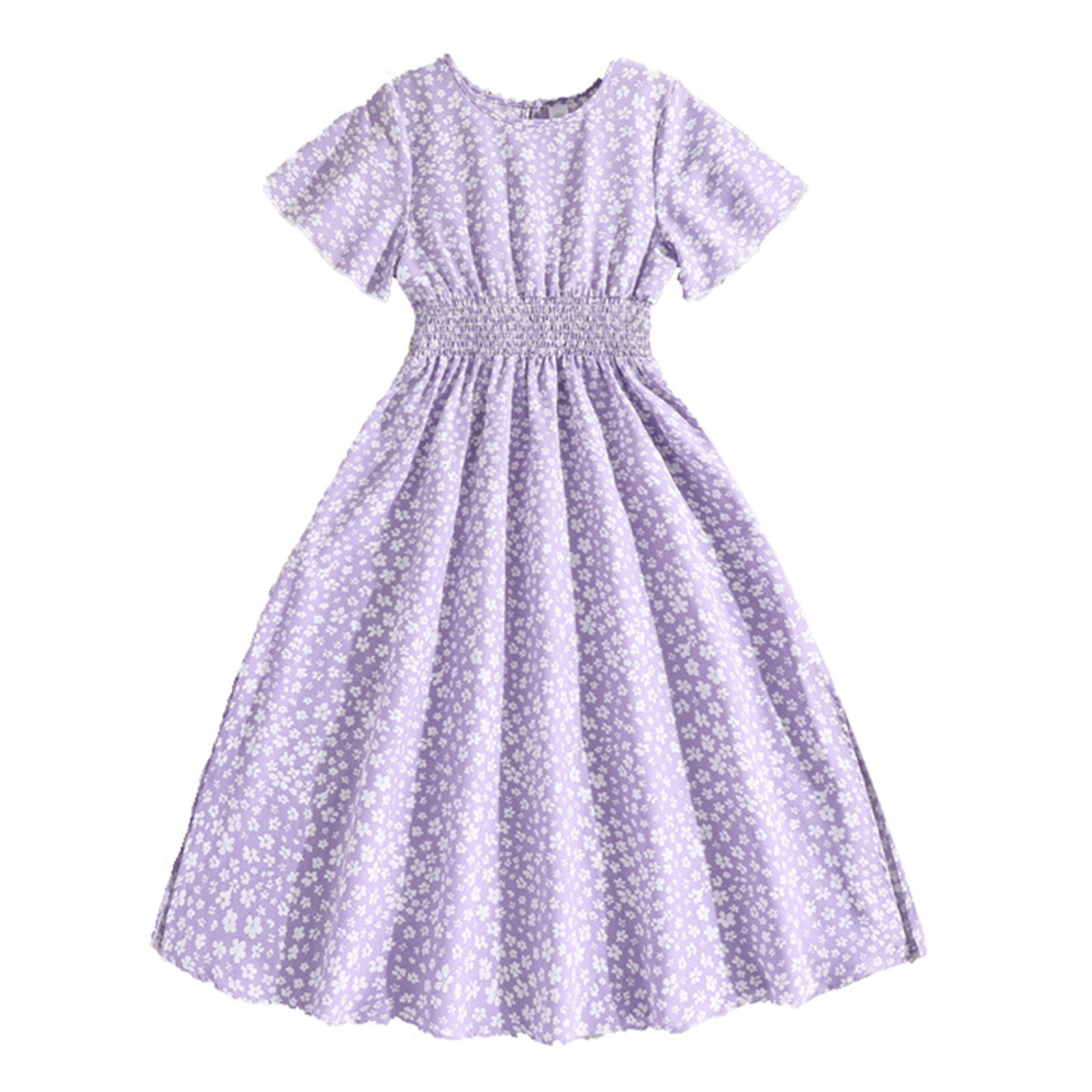 Girls Summer Dress Summer Fashion Floral Print Short Sleeve Dress ...