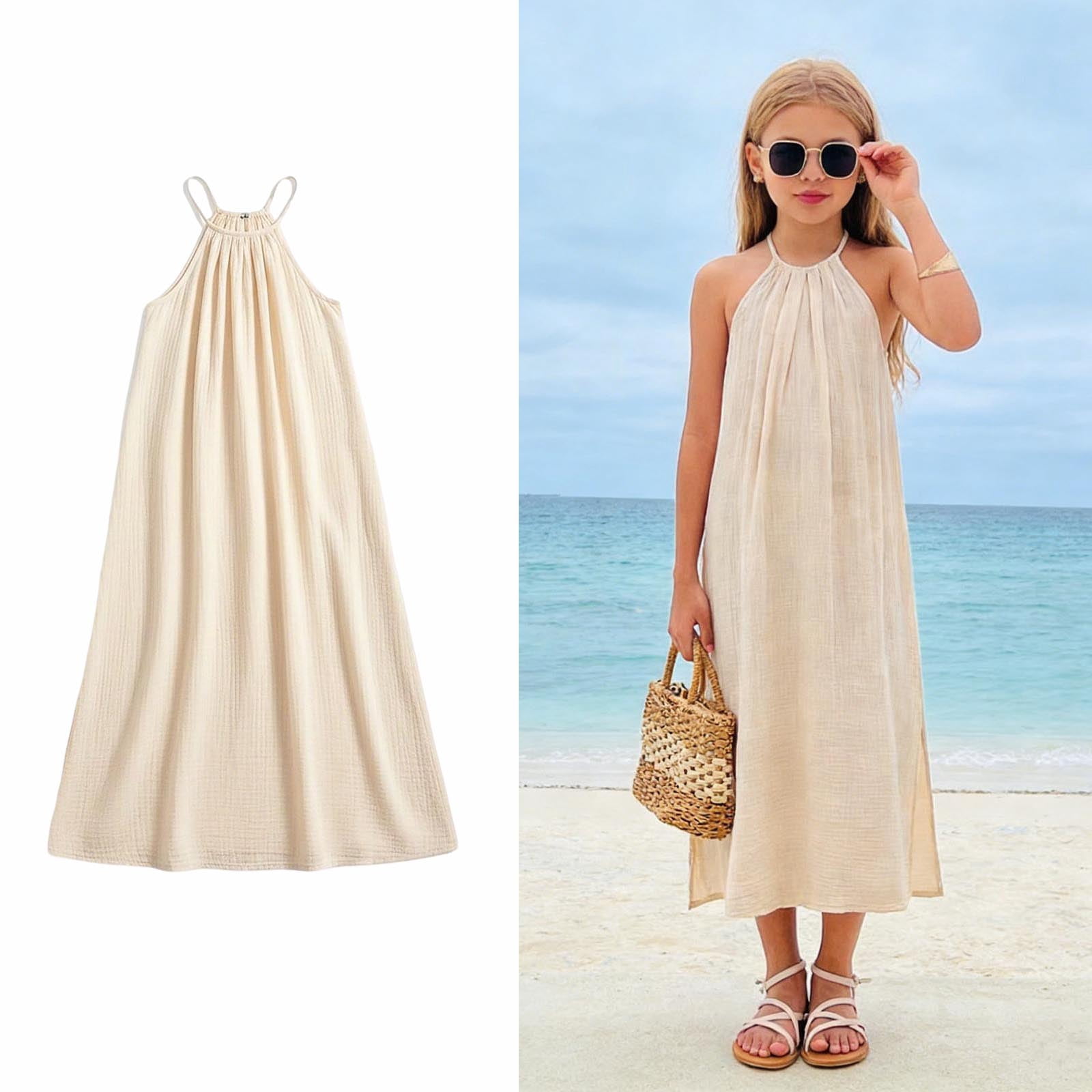 Girls Summer Dresses Halter Neck Dress A Line Dresses Girl Beach Dress ...