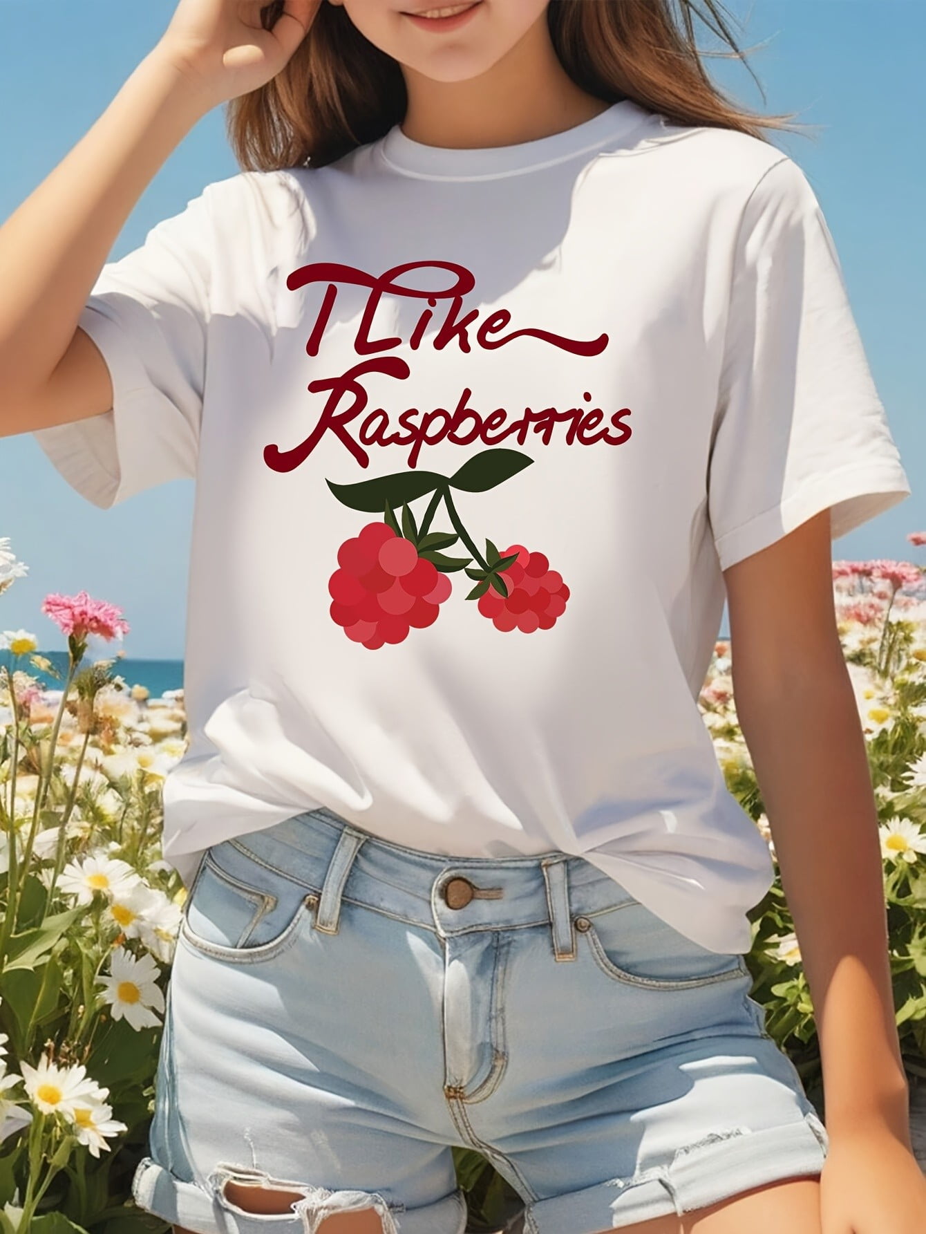 Girls' Summer Fashion: Cute Fruit Print Short Sleeve T-Shirt - Soft ...