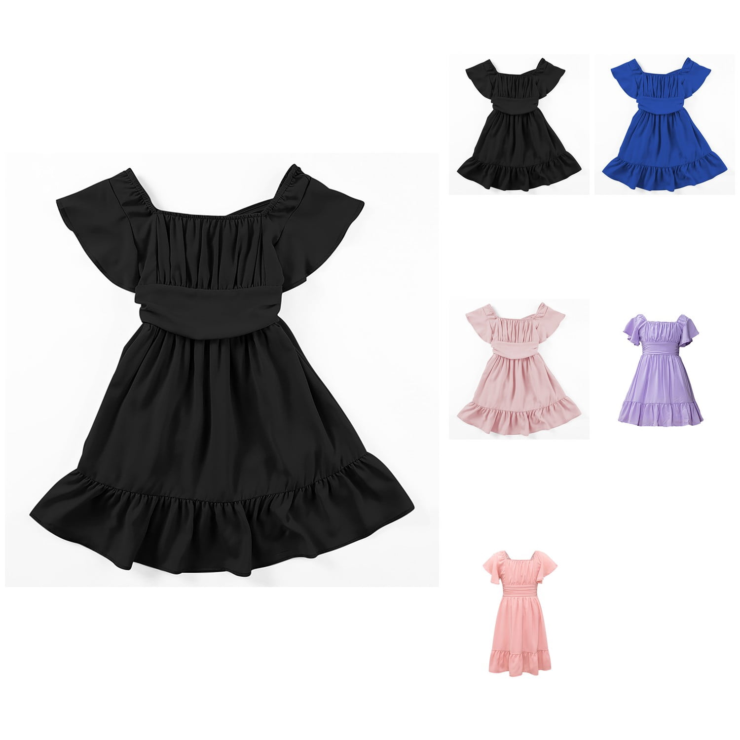 Girls Summer Off-Shoulder Tie-Back Dress for Tween Kids, Sizes 4-15 ...