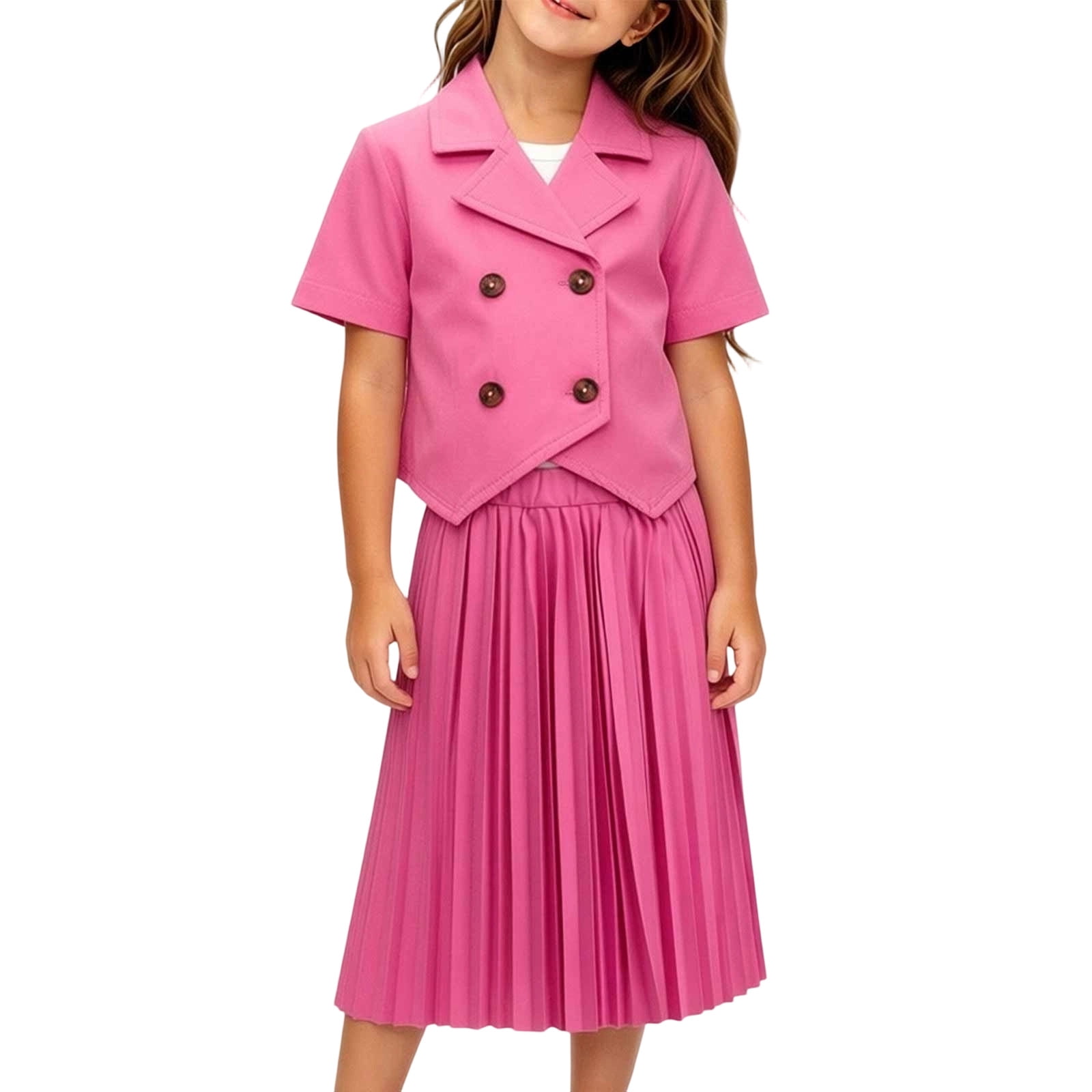 Girls Summer Outfits for Homecoming Short Sleeve Double Breasted Top ...