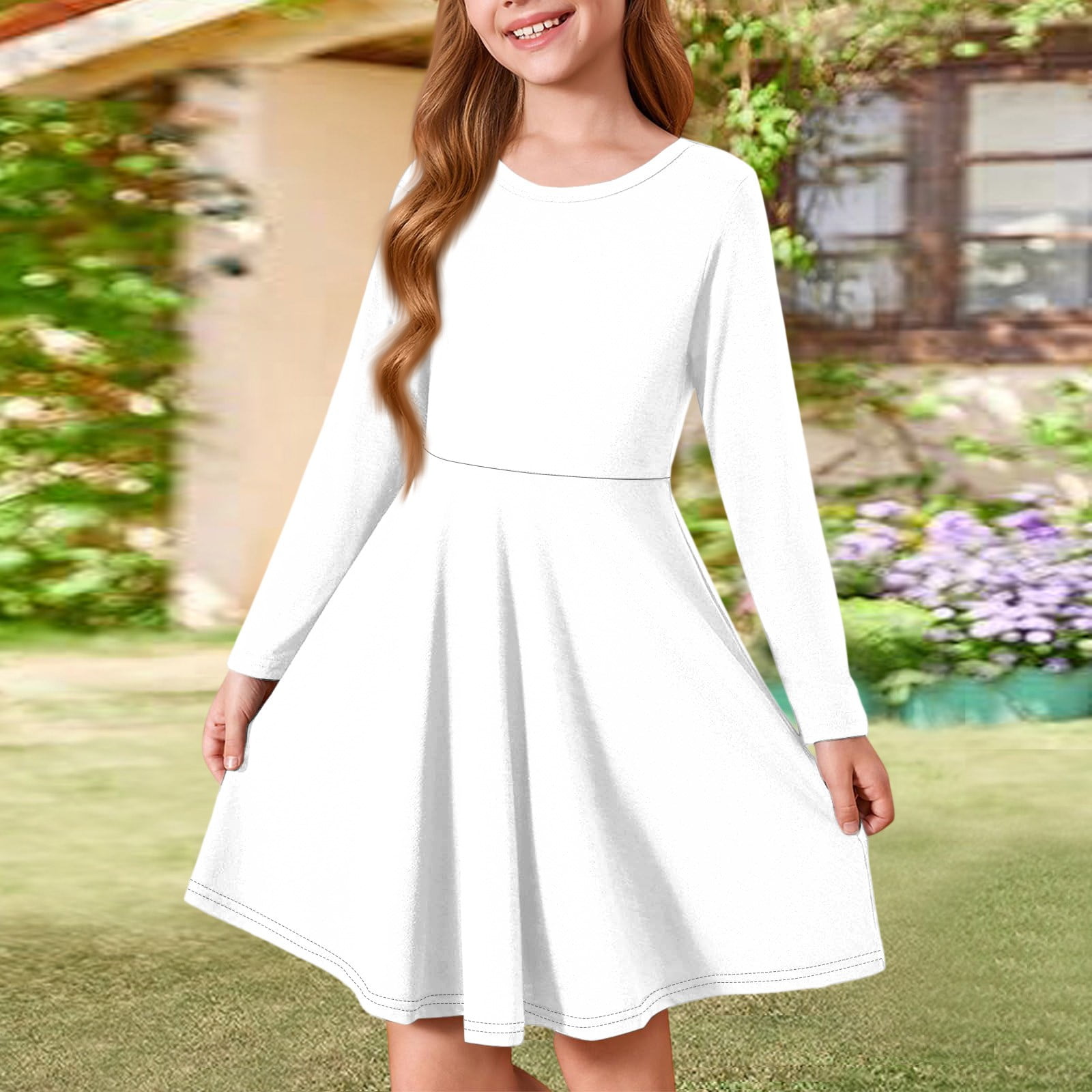 Girls' Summer Princess Dress - Long Sleeve A-Line T-Shirt Dress for ...