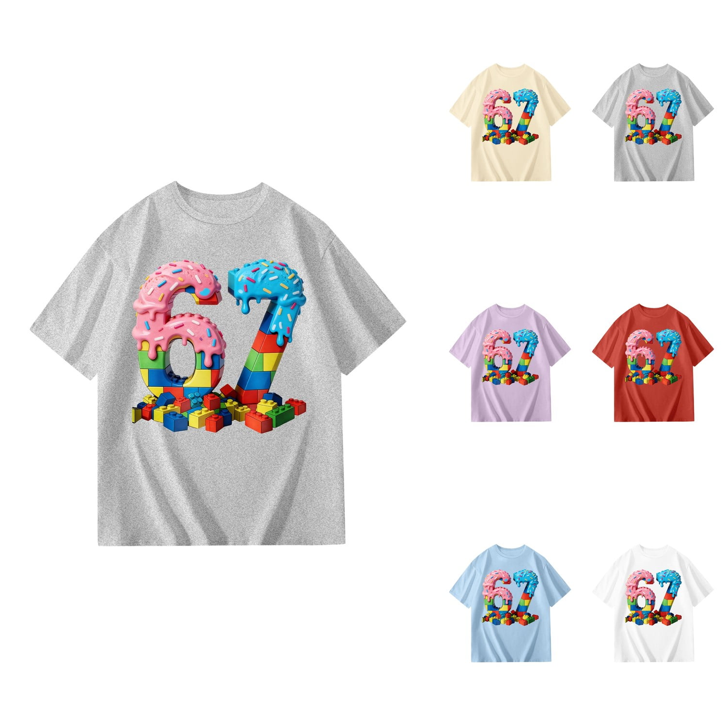 Girls Summer Short Sleeve T-Shirt Cute Cartoon Ice Print Casual Tee ...
