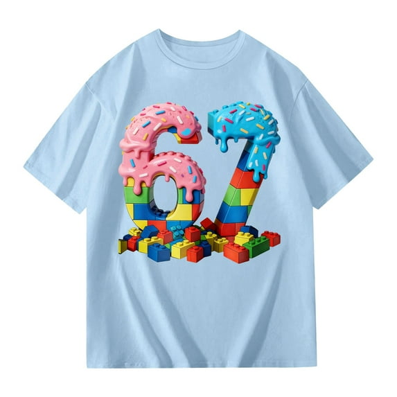 Girls Summer Short Sleeve T Shirt Cute Cartoon Ice Print Casual Tee Top ...