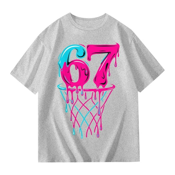 Girls Summer Short Sleeve T Shirt Cute Cartoon Number Print Round Neck ...