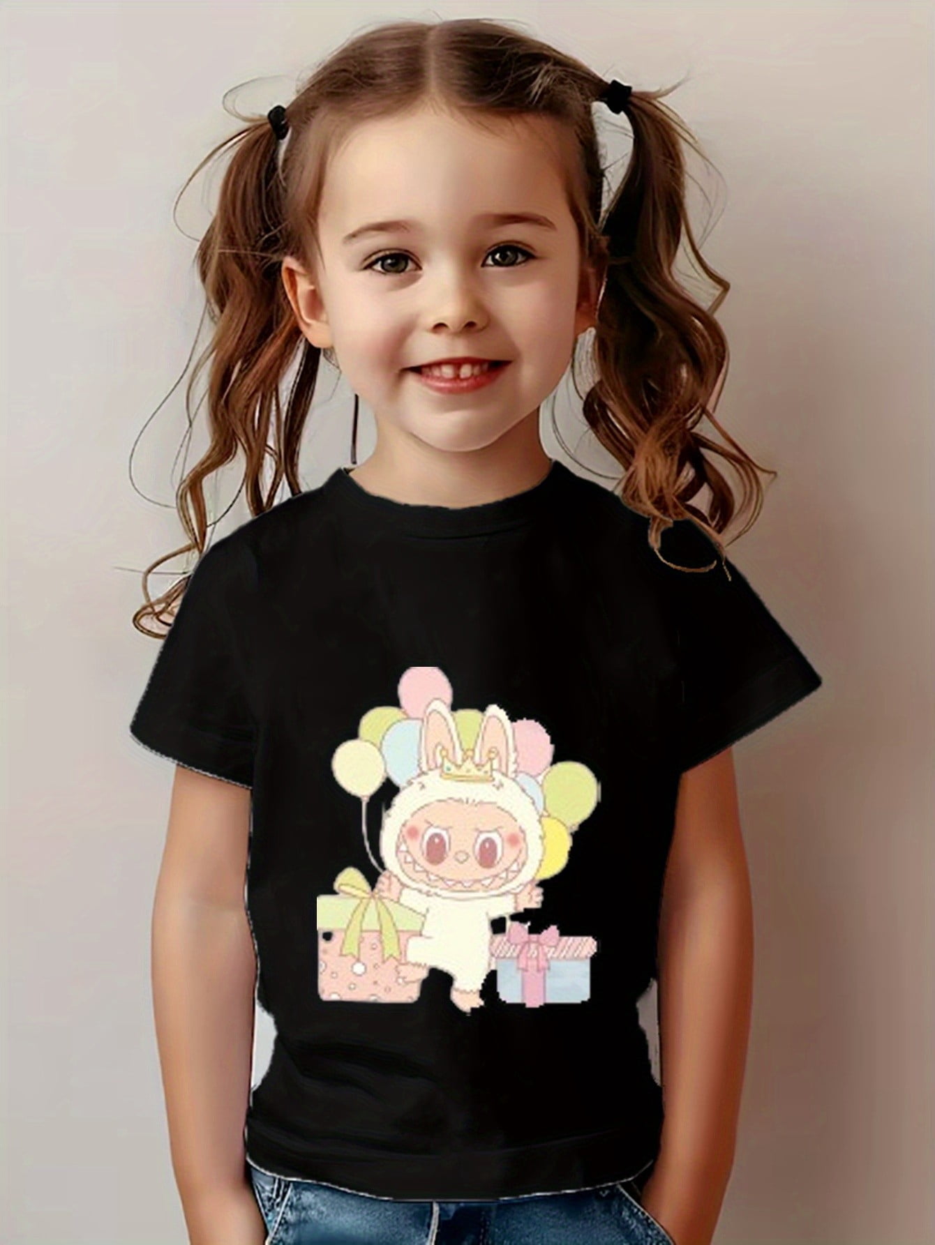Girls' Summer Short Sleeve T-Shirt - Turquoise Casual Round Neck Top ...