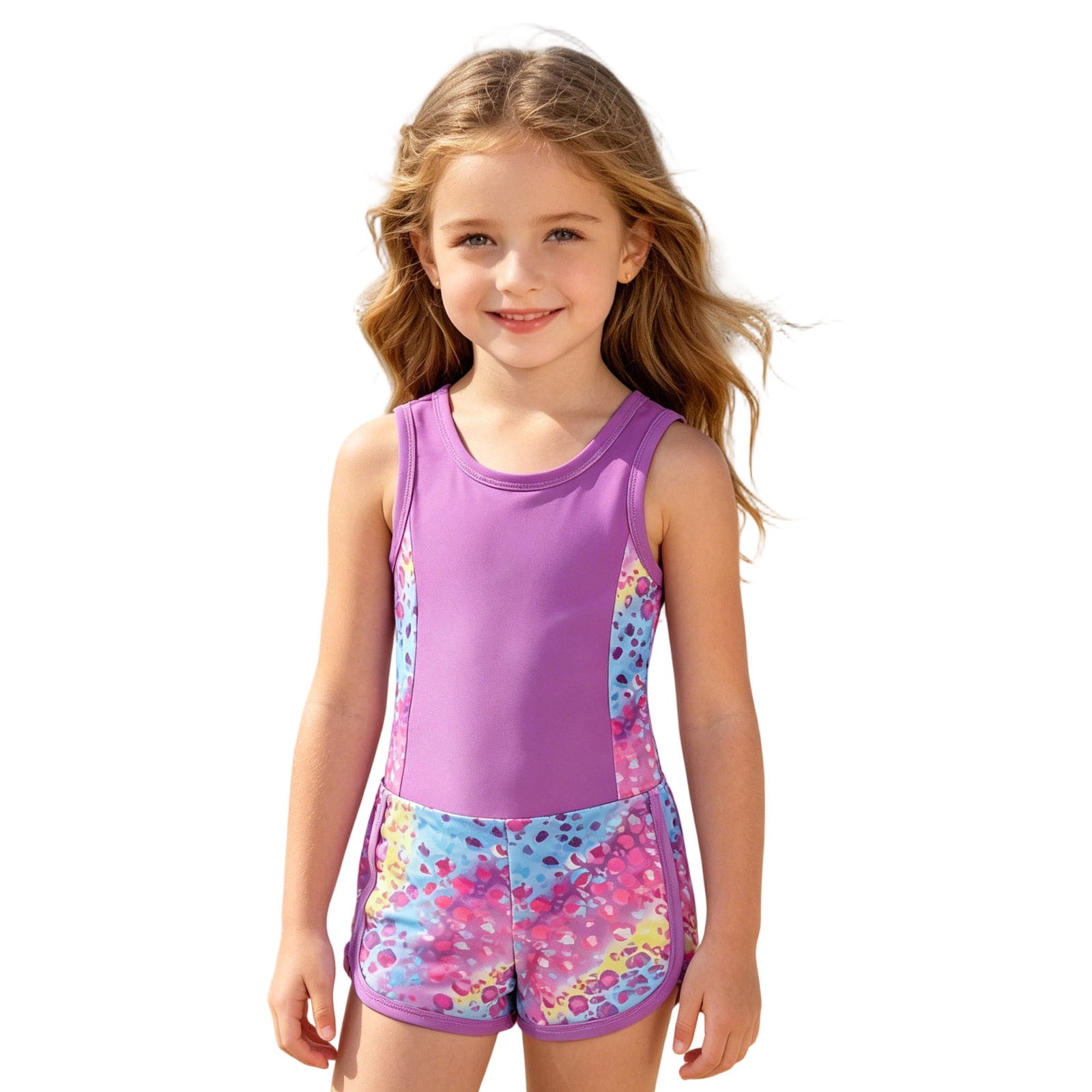 Girls Summer Swimwear Gradient Leopard Print Tankini One Piece with ...