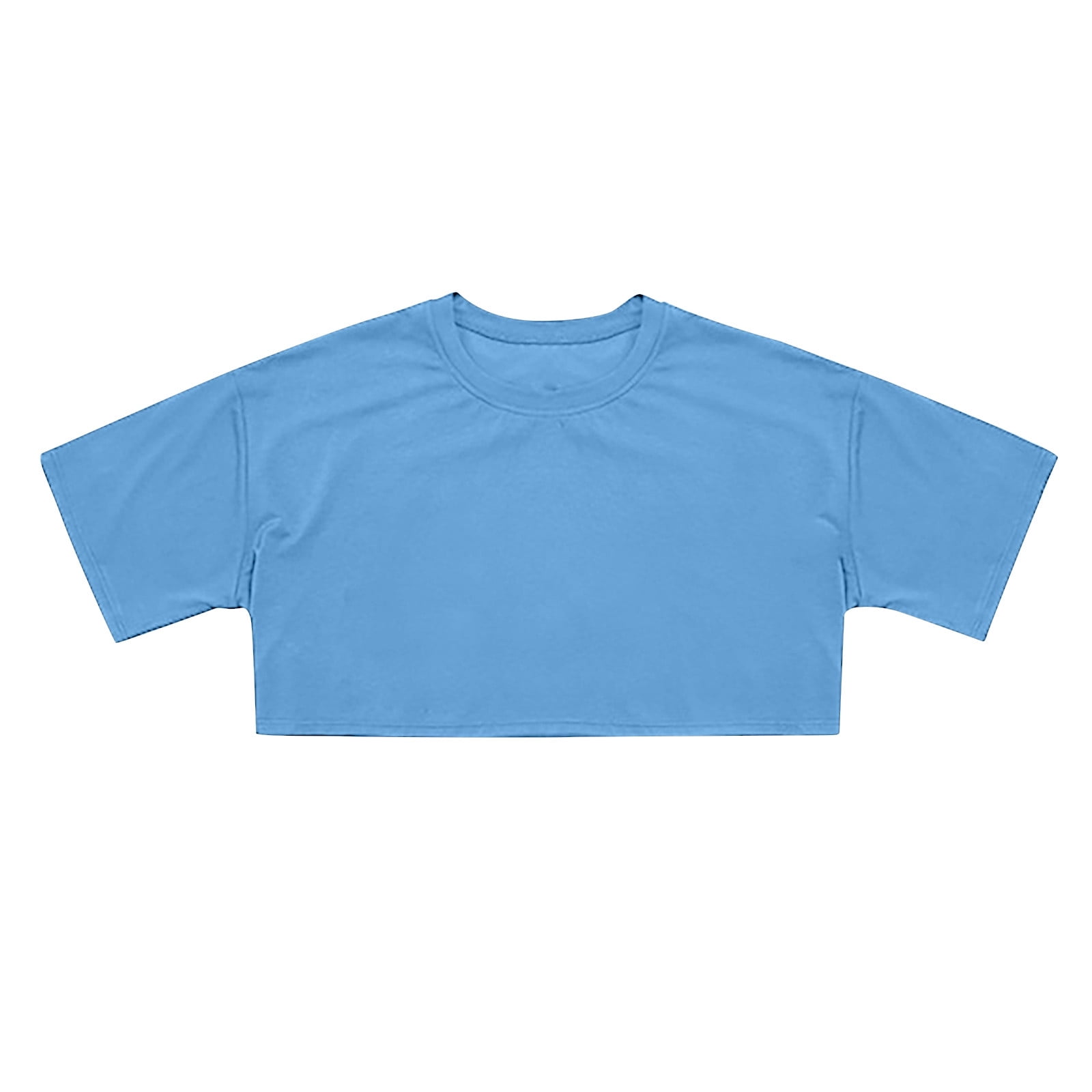 Girls Summer Crop Tops Short Sleeve Slim Fit Basic Tee Shirt ...