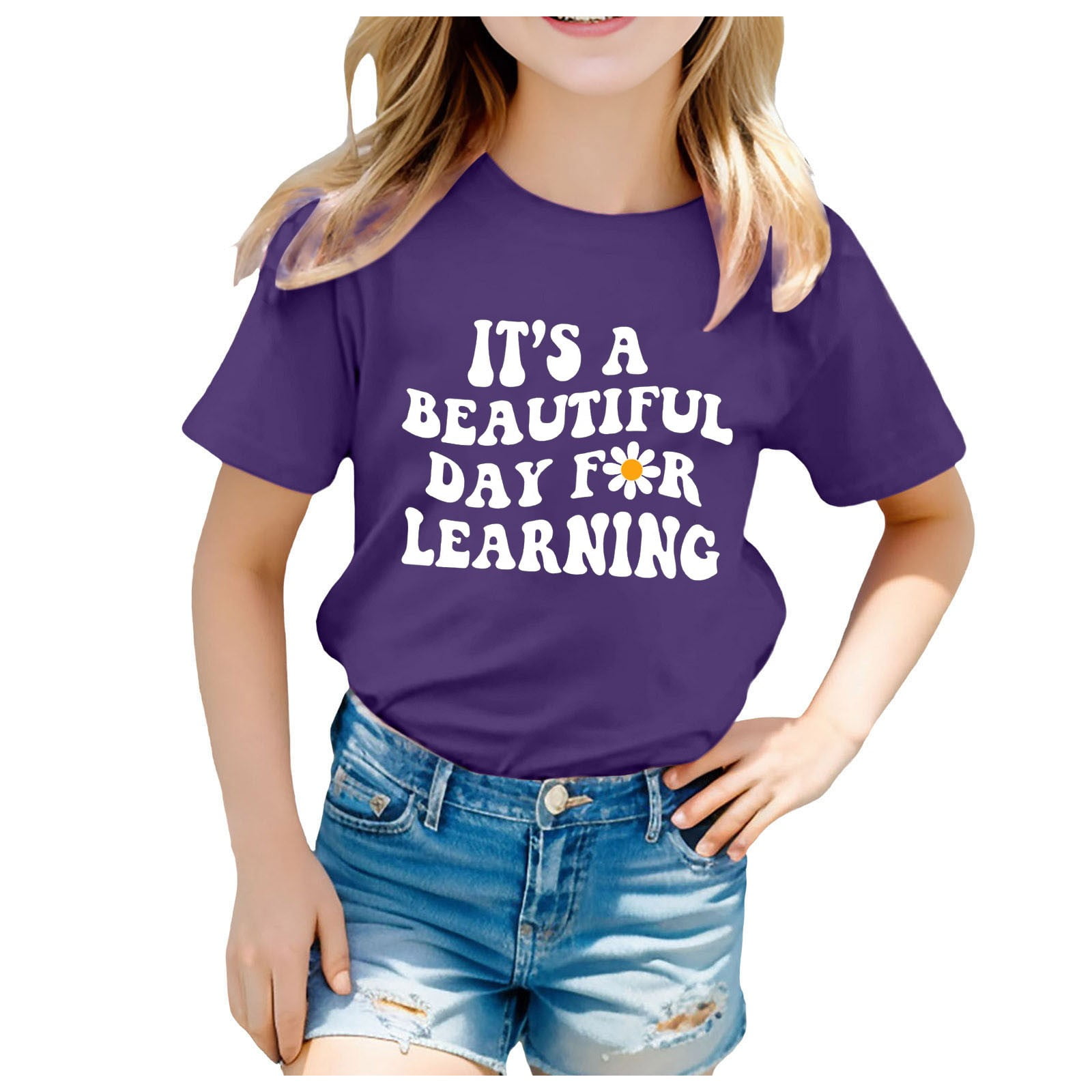 Girls Summer Tops Size 7/8 Casual Summer Tops Short Sleeve Loose Soft ...
