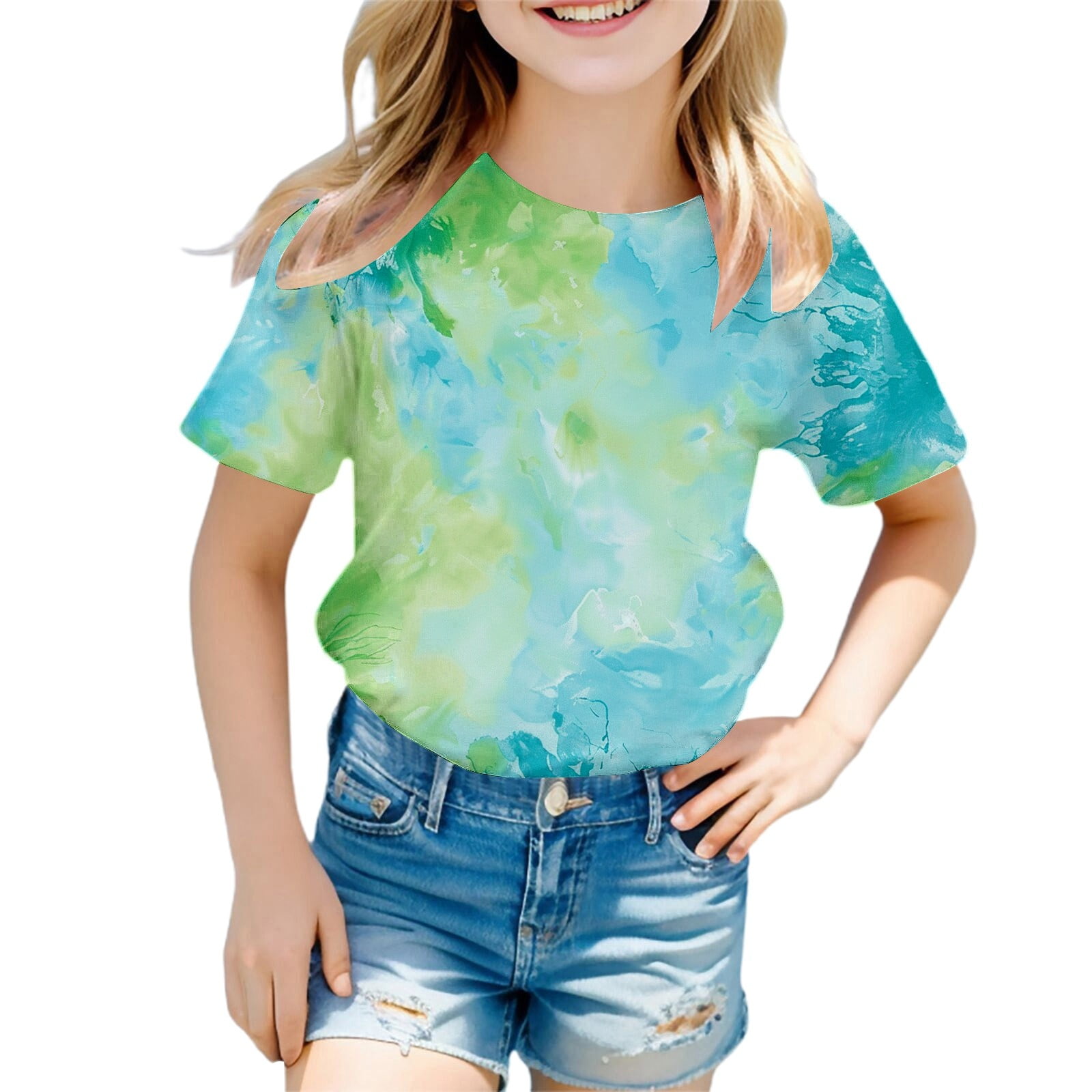 Girls Summer Tops Size 7/8 Graphic Basic Layering Tee Pull-On Back To ...
