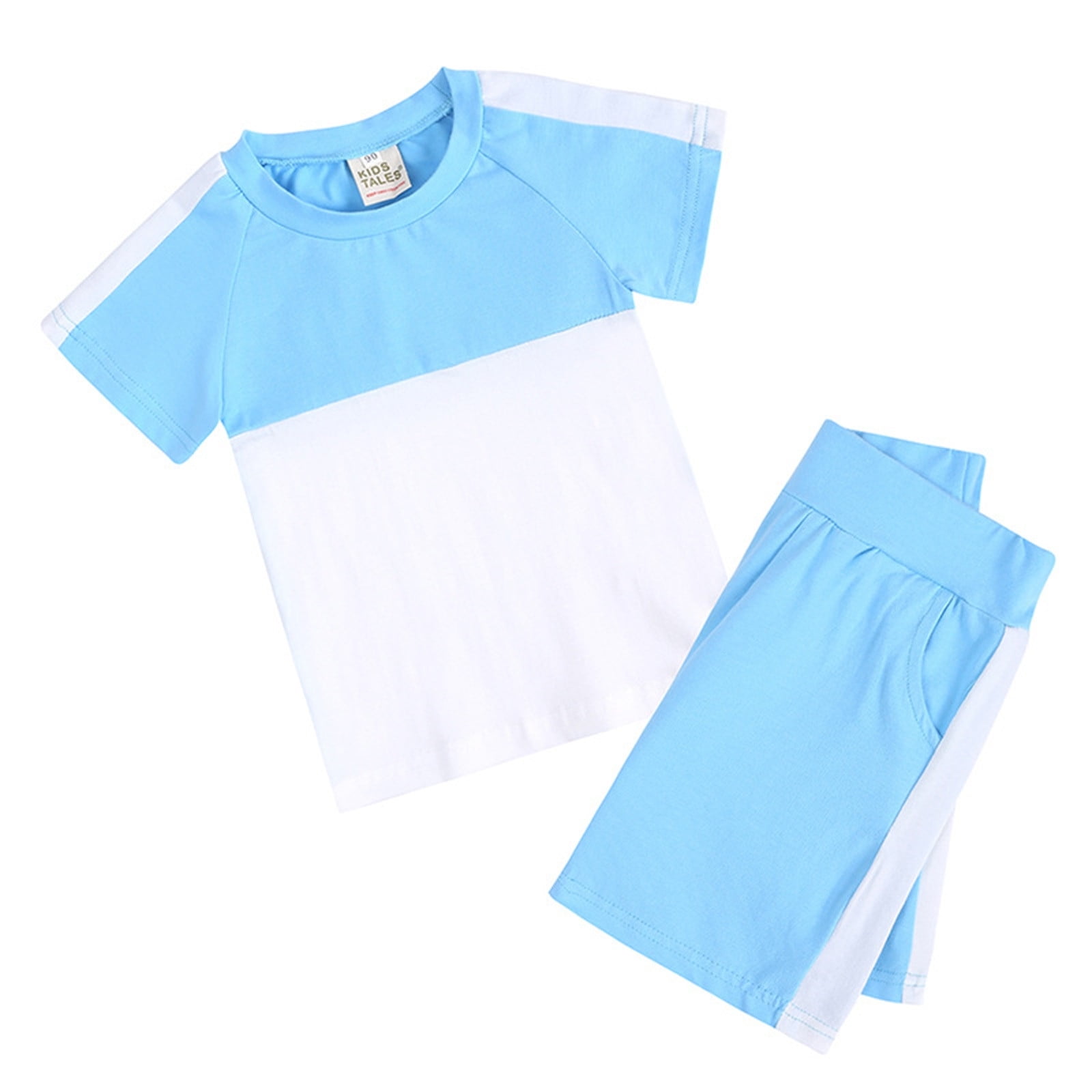 Girls Summer Tracksuit Set Color Block Short Sleeve Tee and Shorts ...