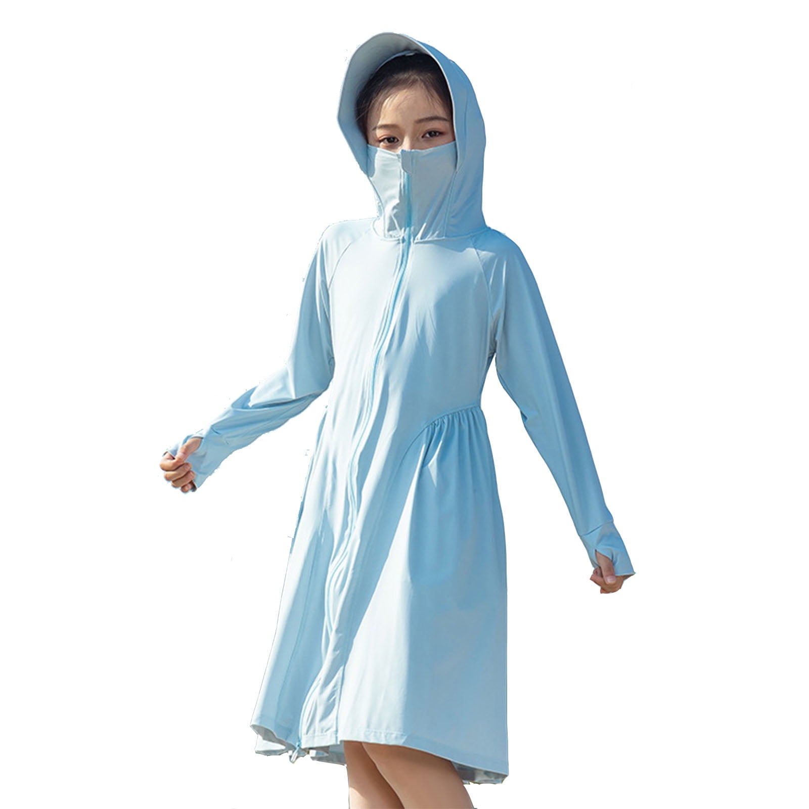 Girls Sun Protection Hoodie Coat Long Cover-Up Dress Long Sleeve ...