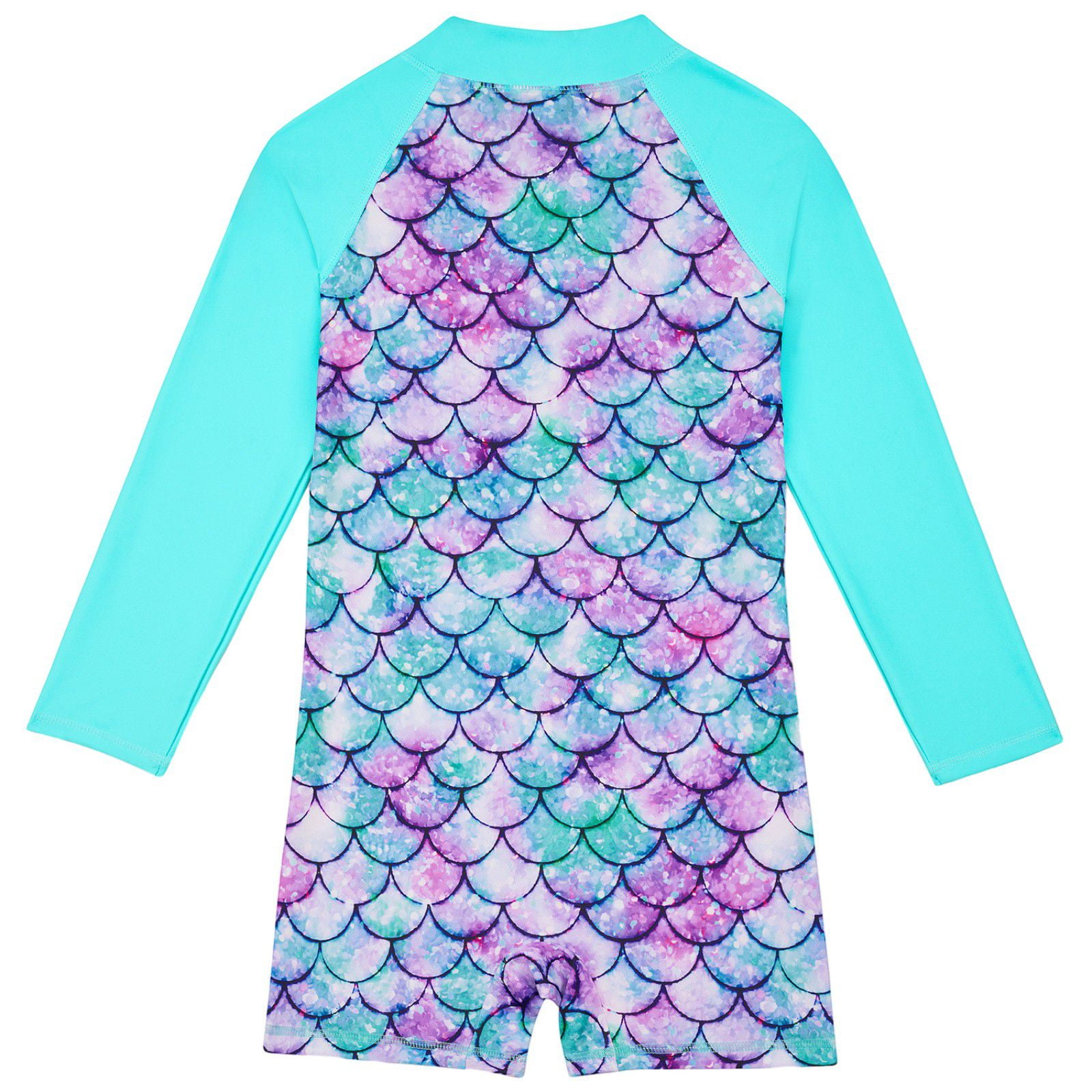 Girls Sun Protection Long Sleeve Flat Colorful Glitter Fish Scale ...