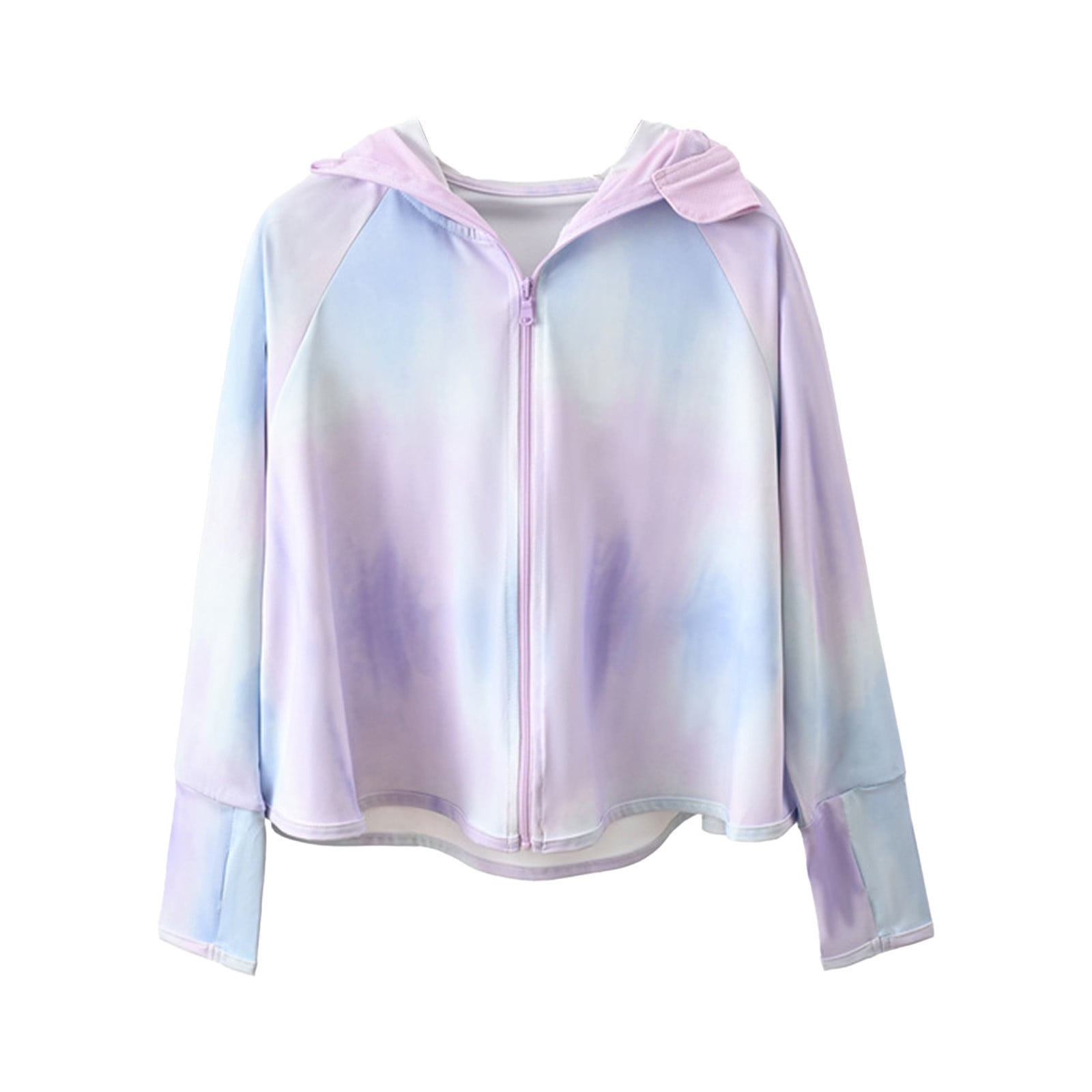 Girls Sun Protection Zip-Up Hoodie Cooling Lightweight Long Sleeve Sun ...