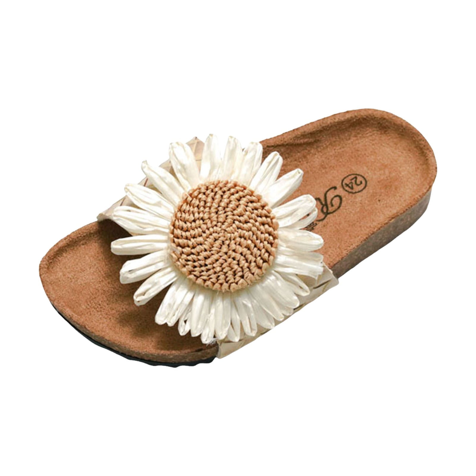 Girls Sunflower Cork Footbed Slip on Sandals Summer Beach Walking ...