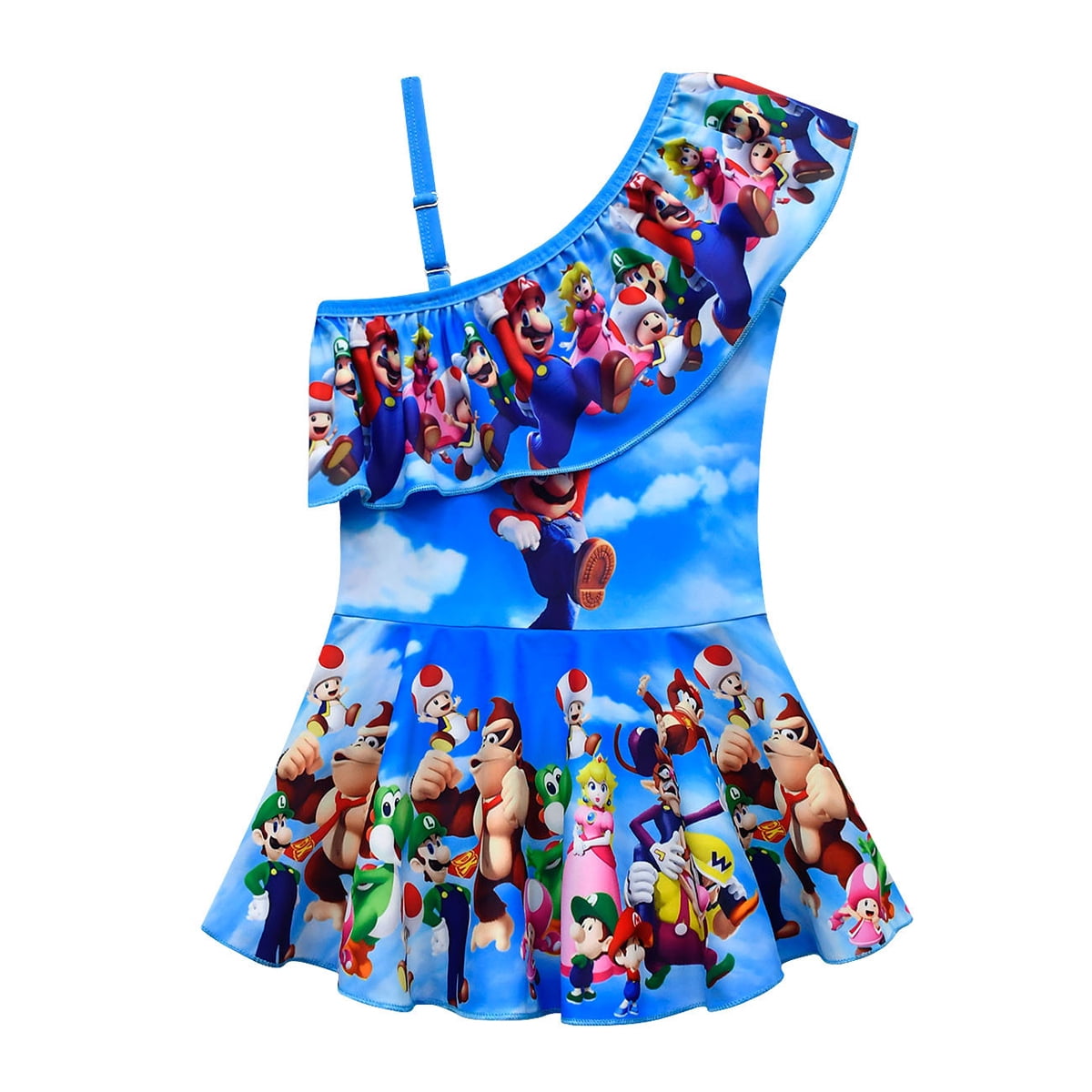 Girls Super Mario & Princess Peach Cartoon Printed Rash Guard Beachwear ...