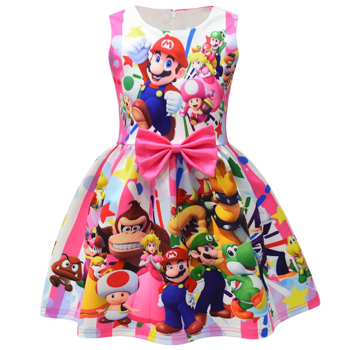 Girls Super Mario&Princess Peach Movie Cartoon Graphic Knee Length ...