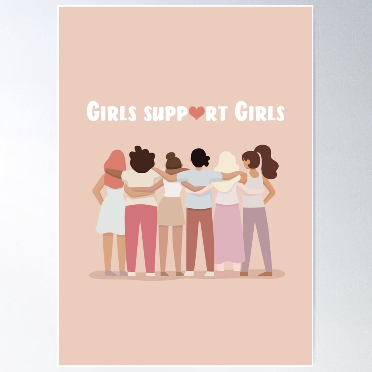 Girls Support Girls Illustration Poster Wall Art, Modern Wall Decor For ...