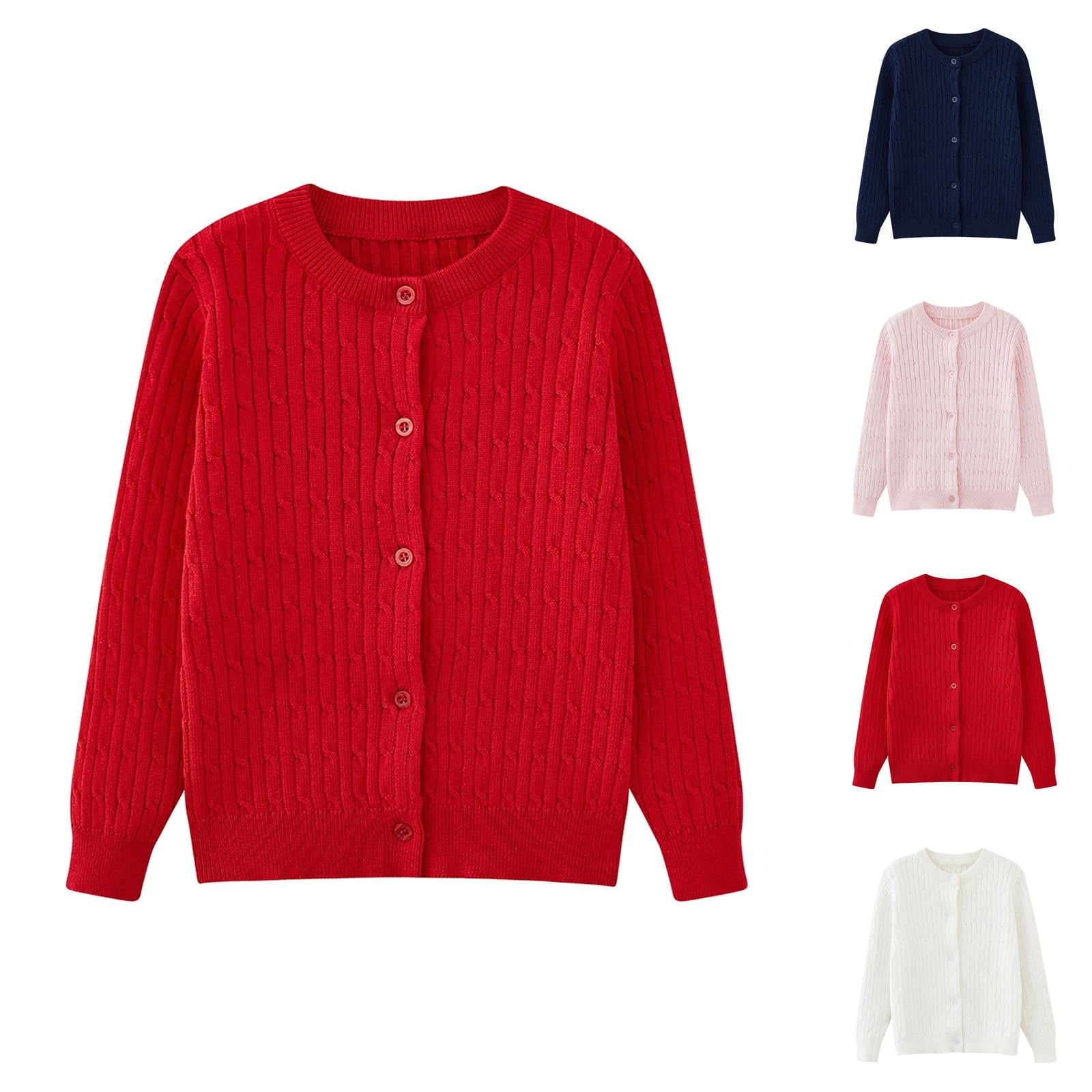 Girls Sweaters Girls Fashion Girls Round Neck Cardigan Button Front ...
