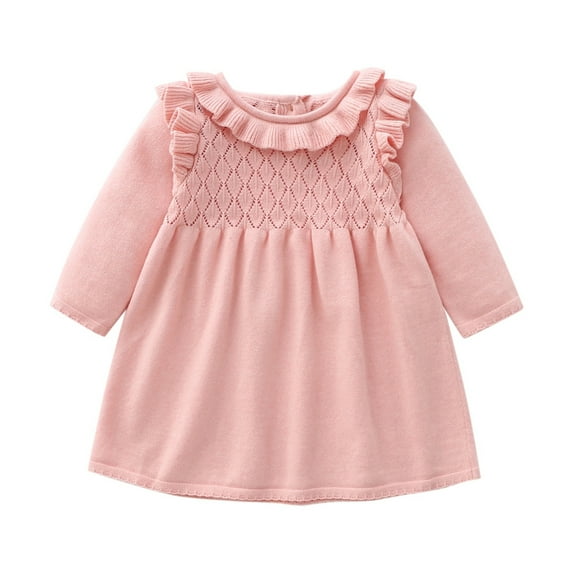 Girls Sweaters,Knit Dress Solid Spring Winter Long Sleeve Thick Babys ...