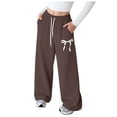 Girls Sweatpants Baggy Wide Leg Pants With Bow Elastic Waist Mid Rise ...