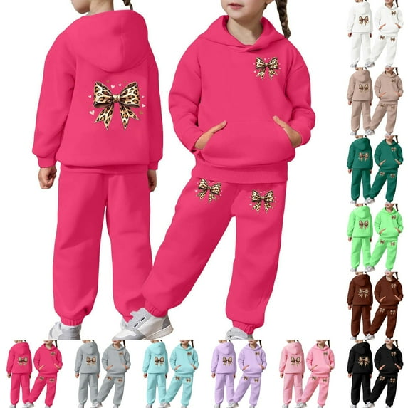 Girls Sweatsuit 2 Piece Sets Sweatsuit for Girl Cute Bow Kids Fall ...