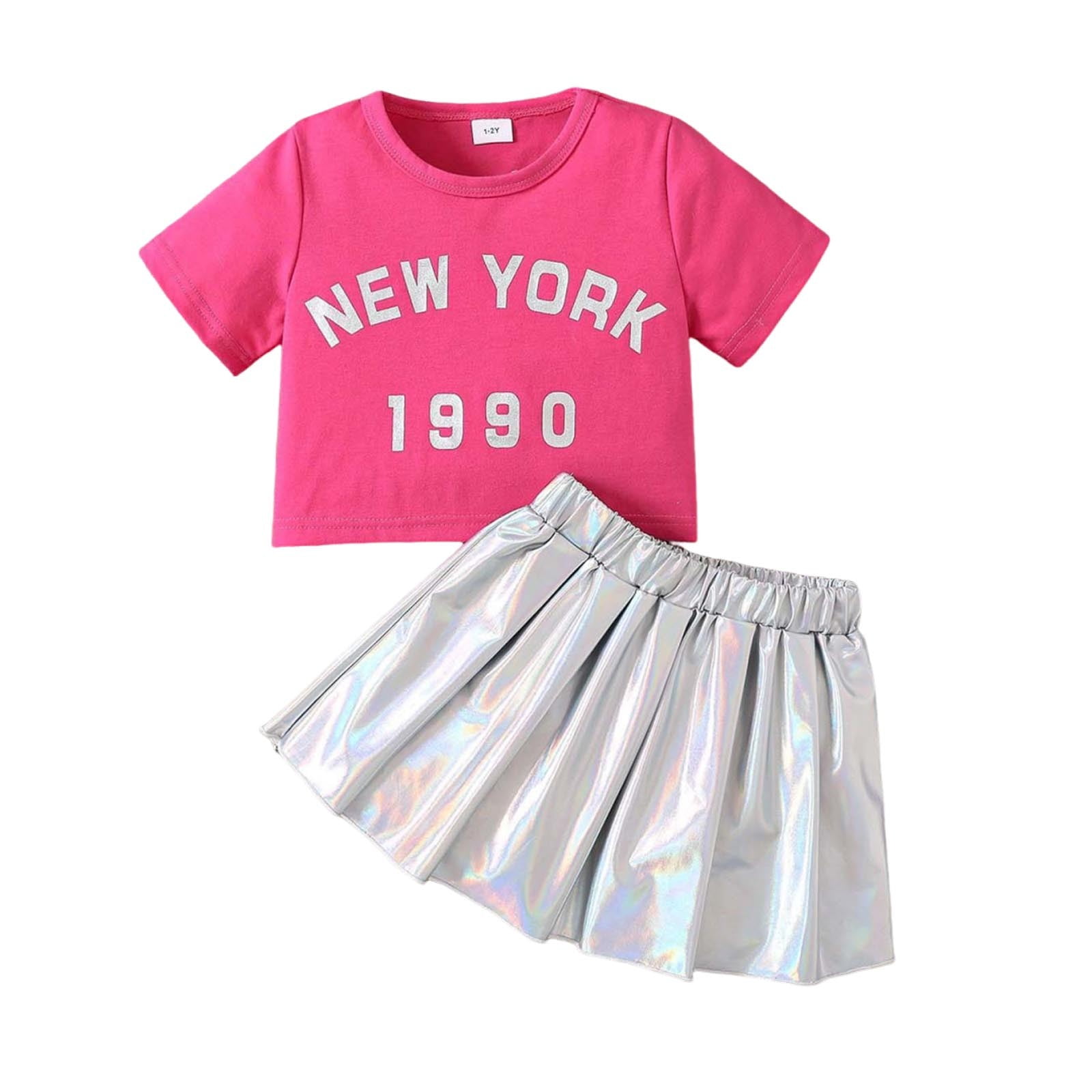 Girls Sweatsuit Set Letter Print T Shirt and Pleated Skirt Two Piece ...