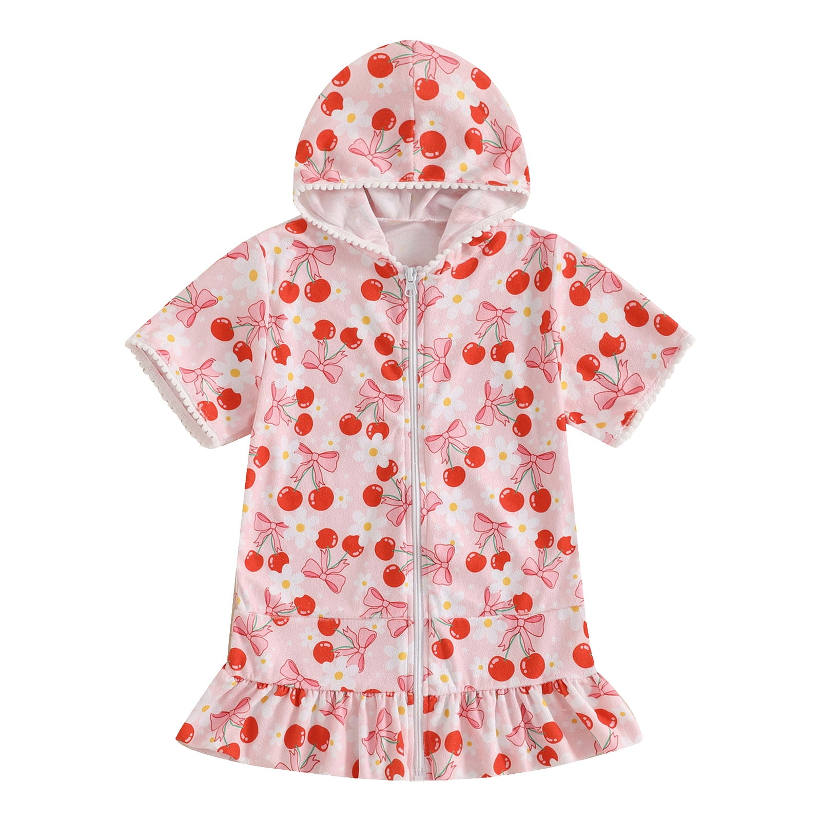 Girls Swim Cover Up Kids Swimsuit Coverup Terry Cloth Zip Up Tie Dye ...