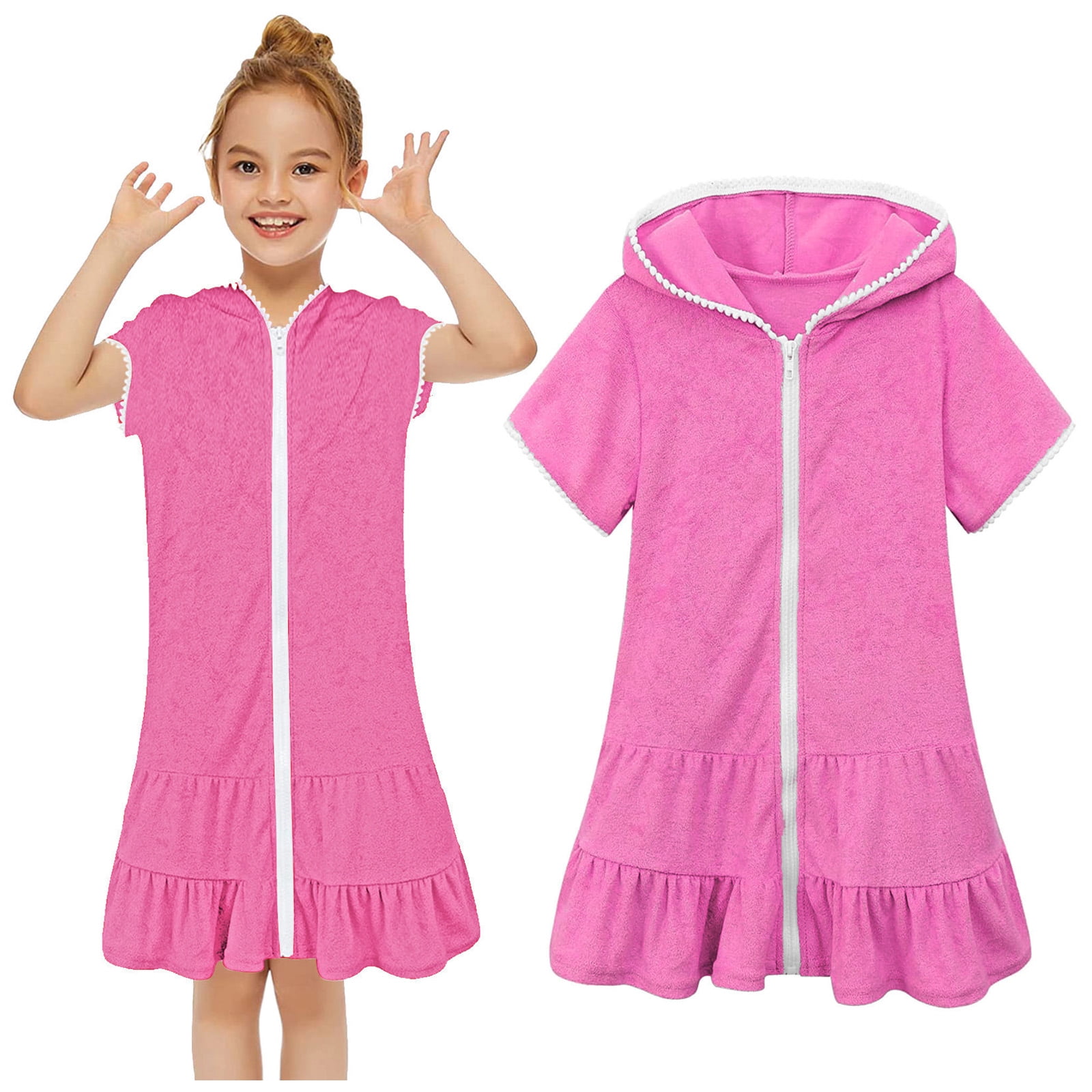 Girls Swim Cover Up Little Girls Bikini Cover Up Dress Absorbent Zip Up ...