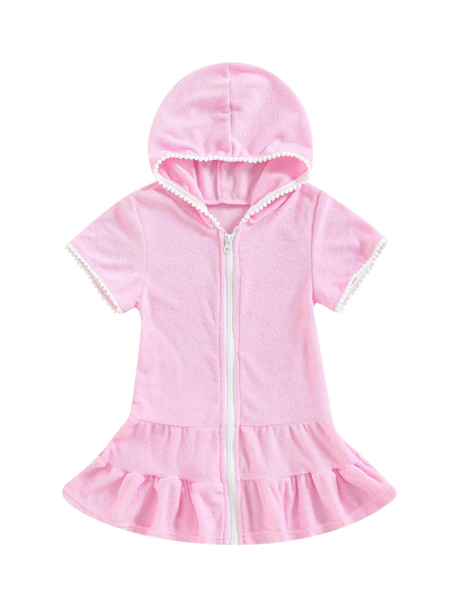 Girls Swim Cover Up, Terry Bathing Suit Coverup Short Sleeve Zip Up ...