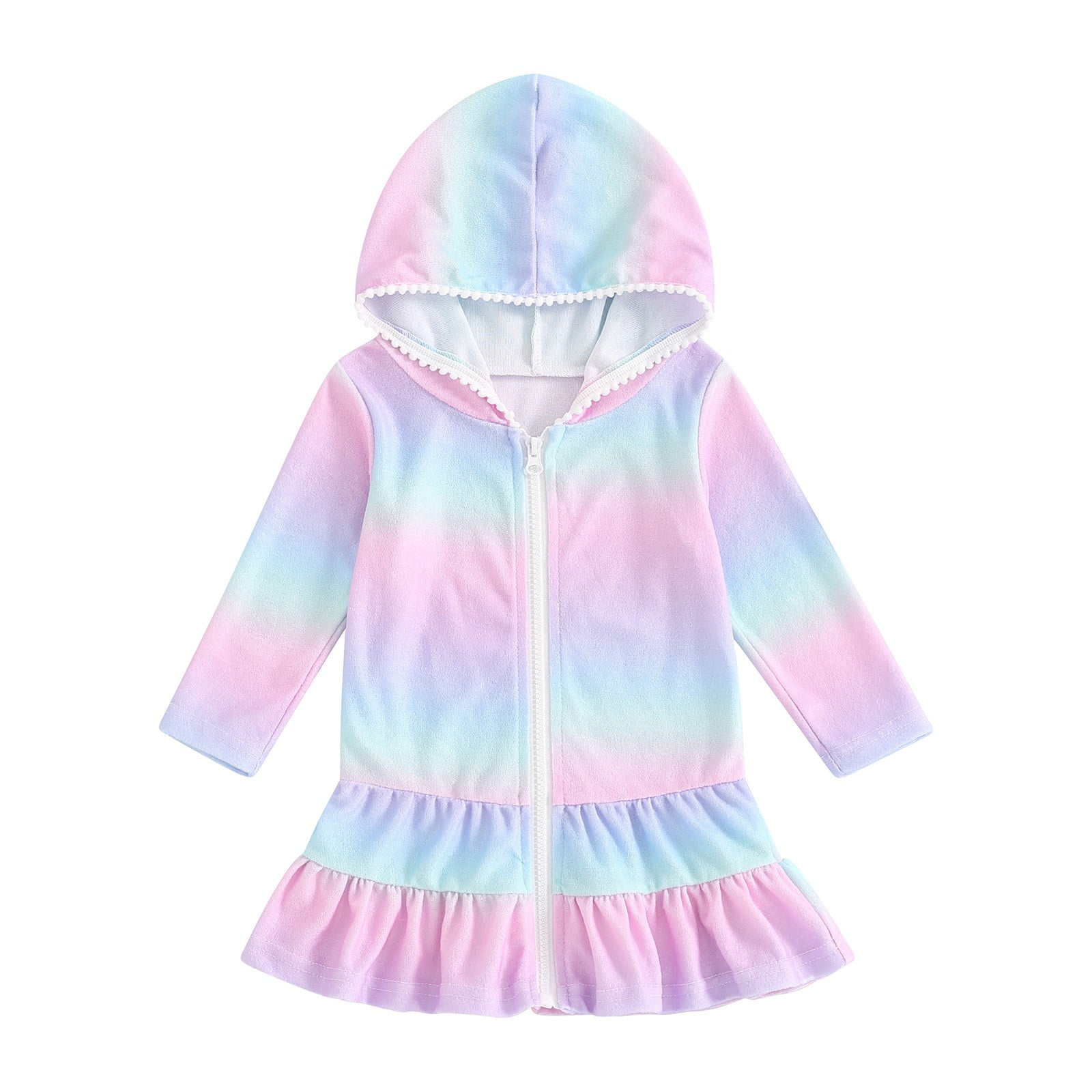Girls Swim Cover Up Terry Zipper Hoodie Swimsuit Coverup Beach Bathing ...